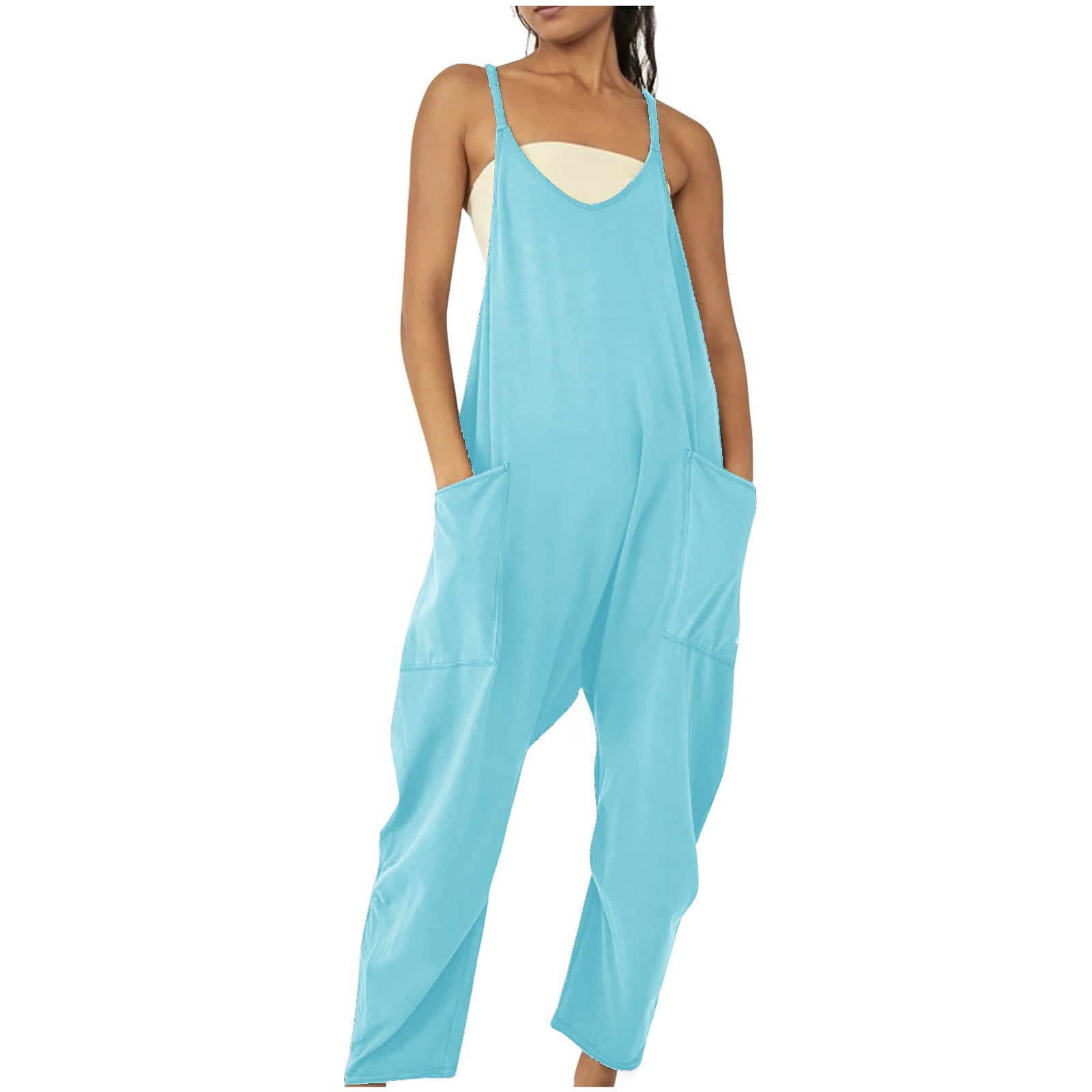 Royal Blue Loose Fit Coveralls for Women Fall Summer Brunch Straight ...