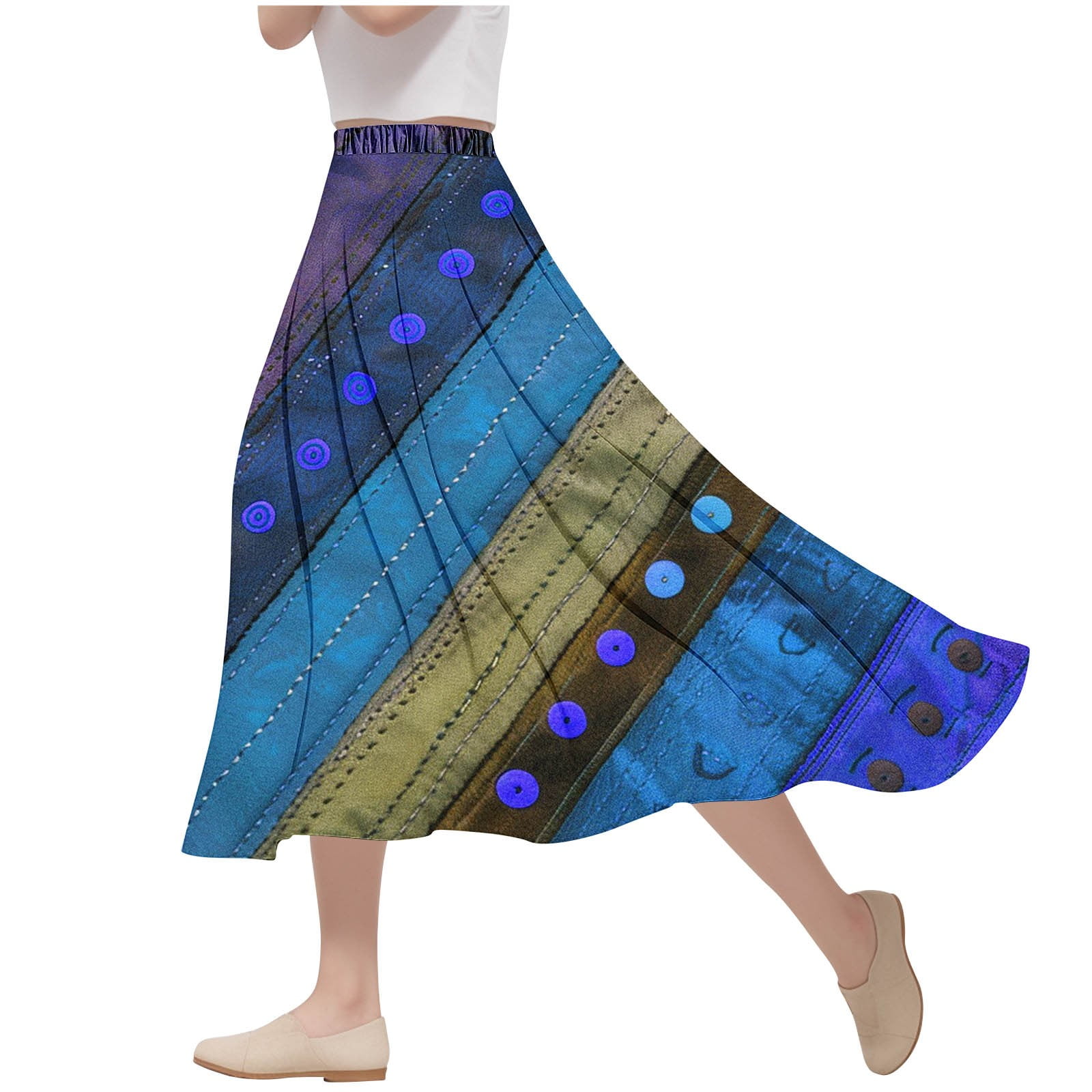 Royal Blue Loose Fit Skirts for Women Faux Gauze Linen Maxi Long Midi ...