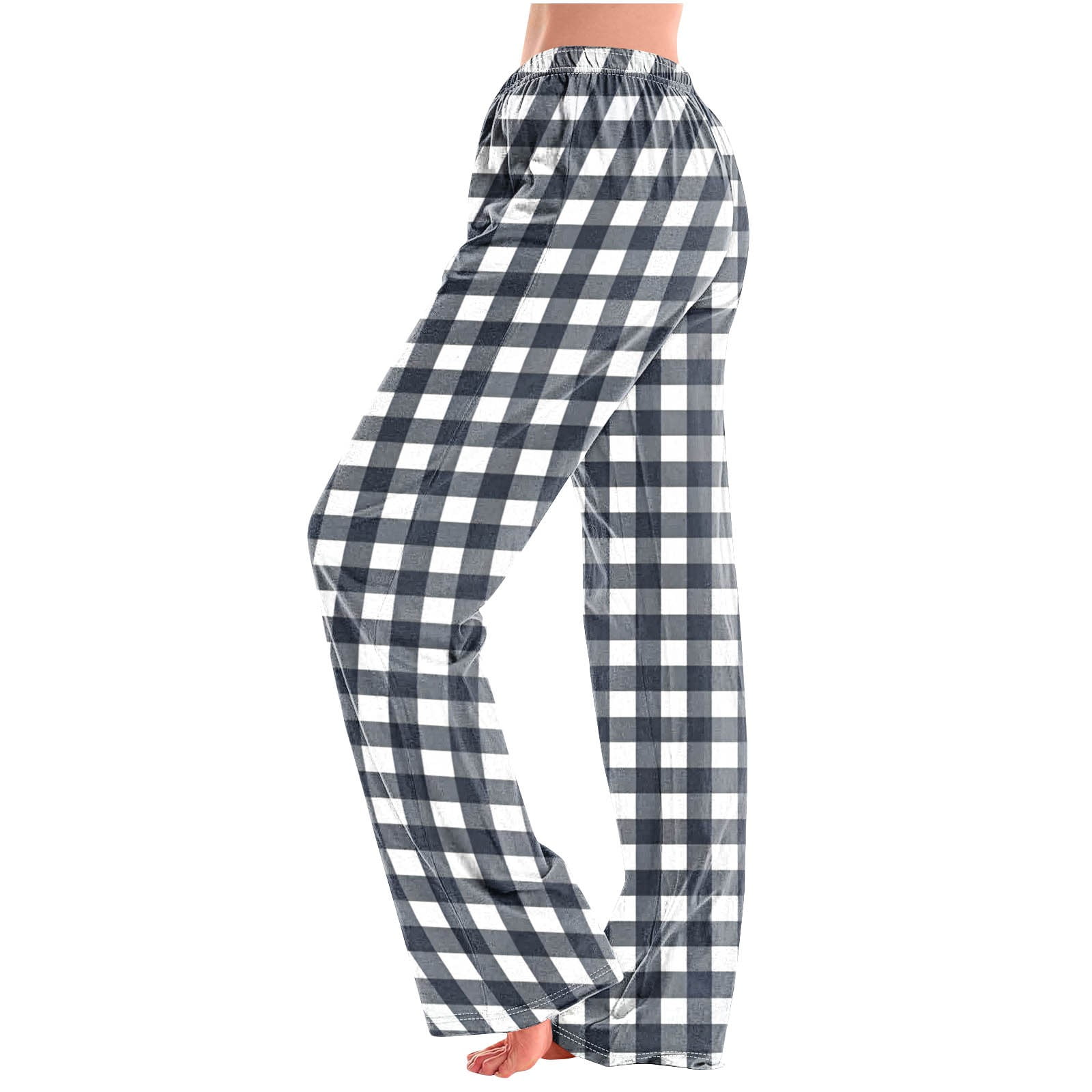 Royal Blue Lounge for Women Summer Fall Spandex Loose Fit Plaid High ...