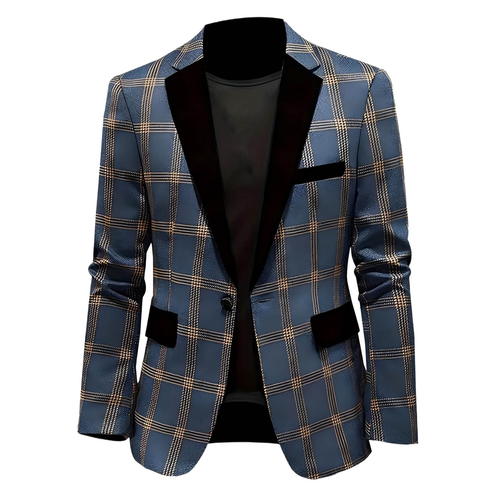 Royal Blue Man Collared Turtle Neck Jacket Blazer Shacket Outfits for ...