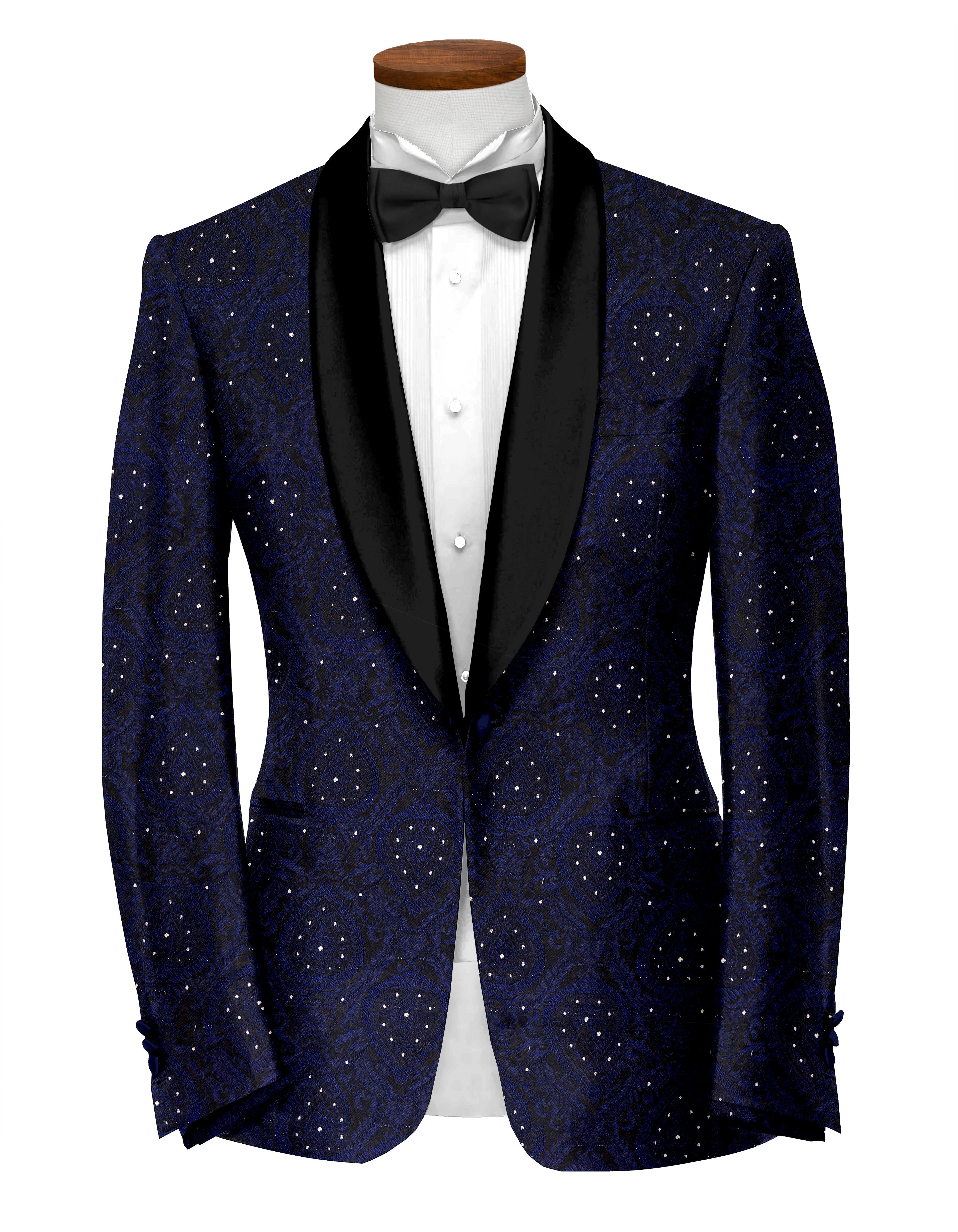 Royal Blue Men's Party Embroidery Suit Jacket Slim Fit Blazer - Walmart.com