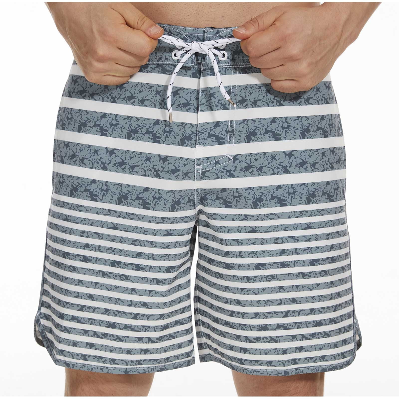 Royal Blue Mens Hawaiian Pleated Striped Paperbag Tropical Straight Leg ...