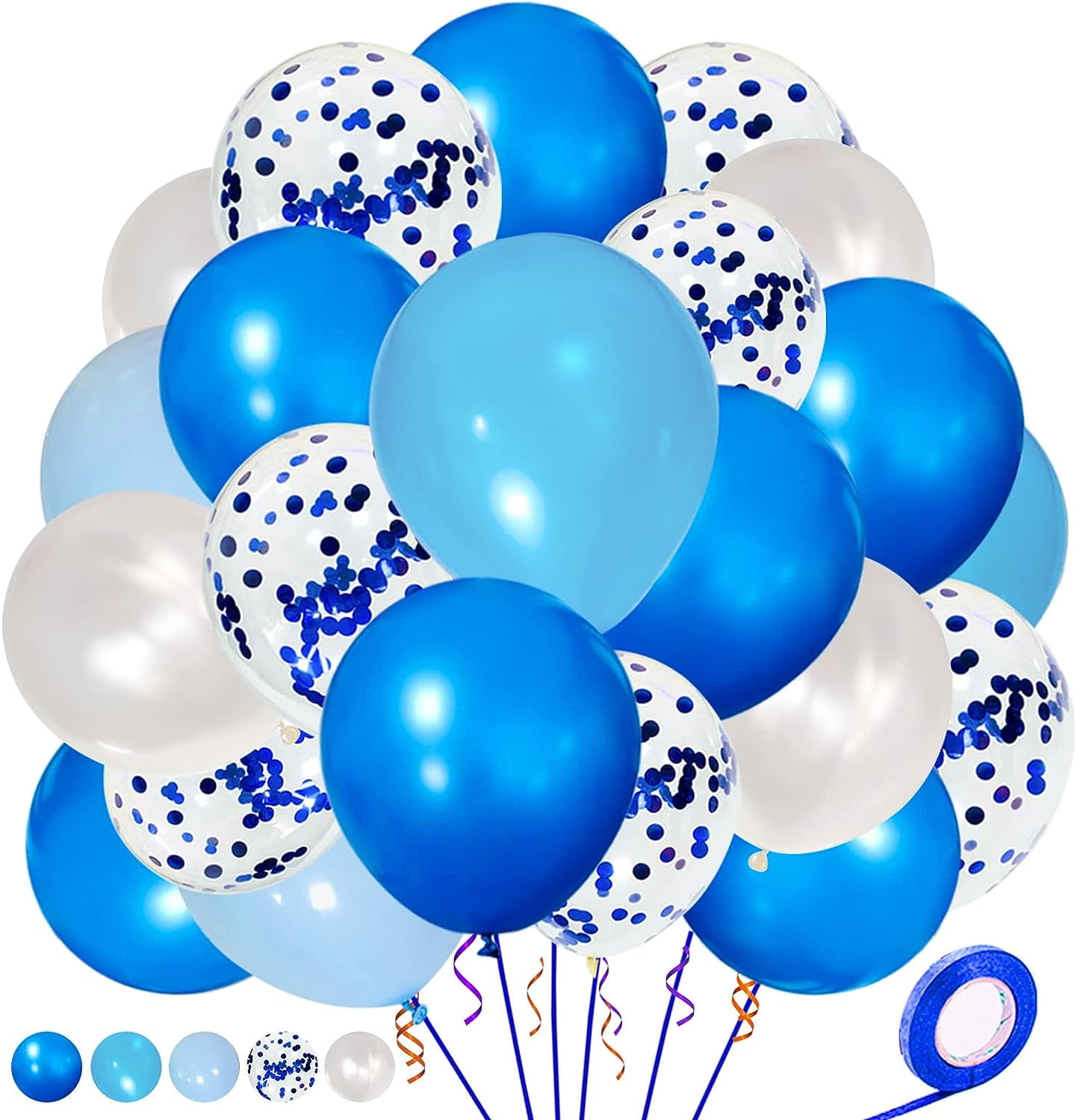 Royal Blue Metallic Confetti Balloons - 60pcs, Decorating for Men's ...