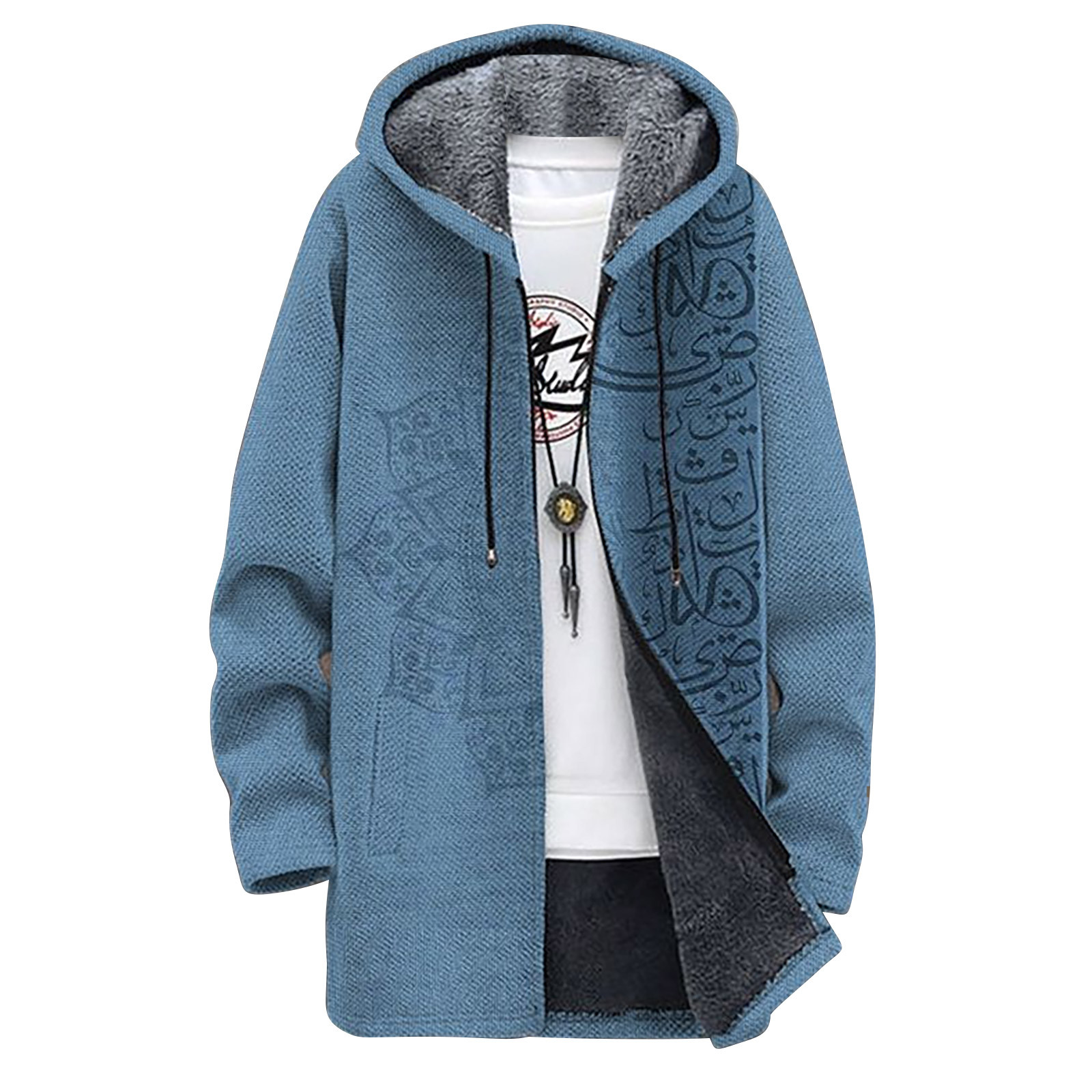 Royal Blue Outerwear for Man Winter Fall Long Brunch Thermal Thick with ...