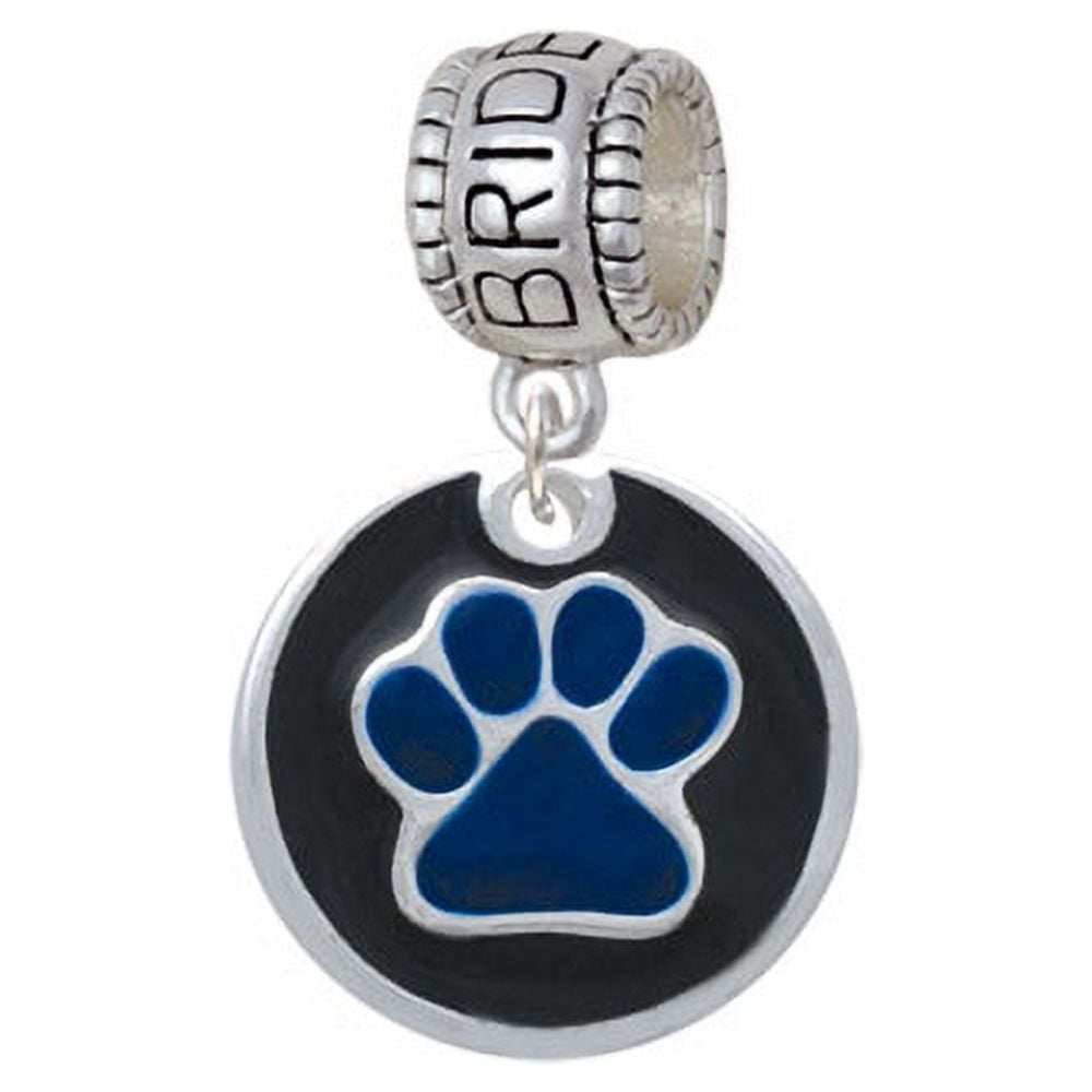 Royal Blue Paw on Black Disc - Bridesmaid Charm Bead - Walmart.com