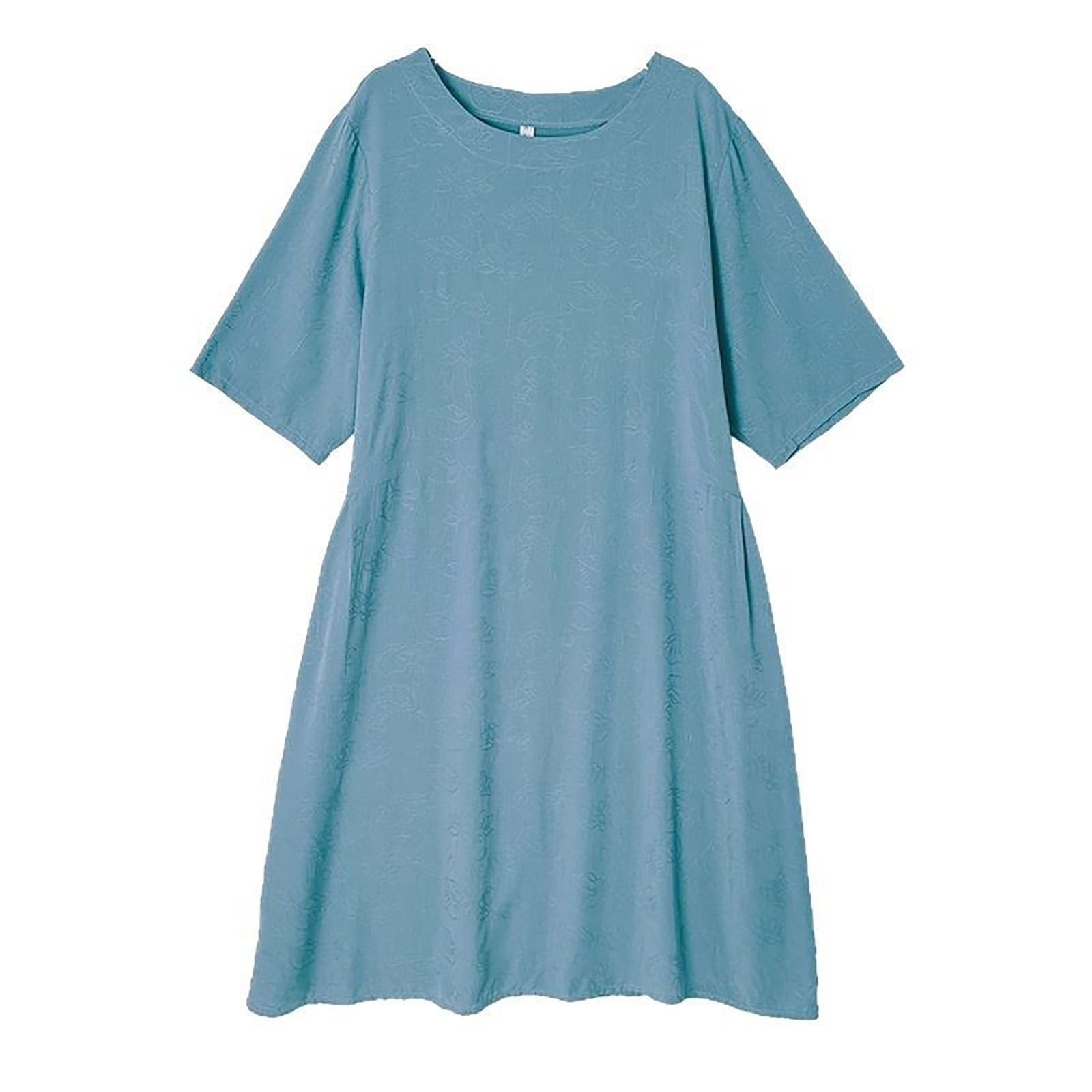 Royal Blue Plain Dresses for Women Fall Summer Short Sleeve Boat Neck ...