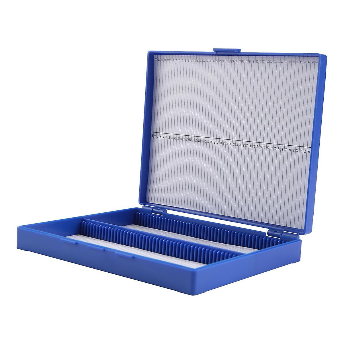 Royal Blue Plastic Hold 100 Microslide Slide Microscope Box - Walmart.com