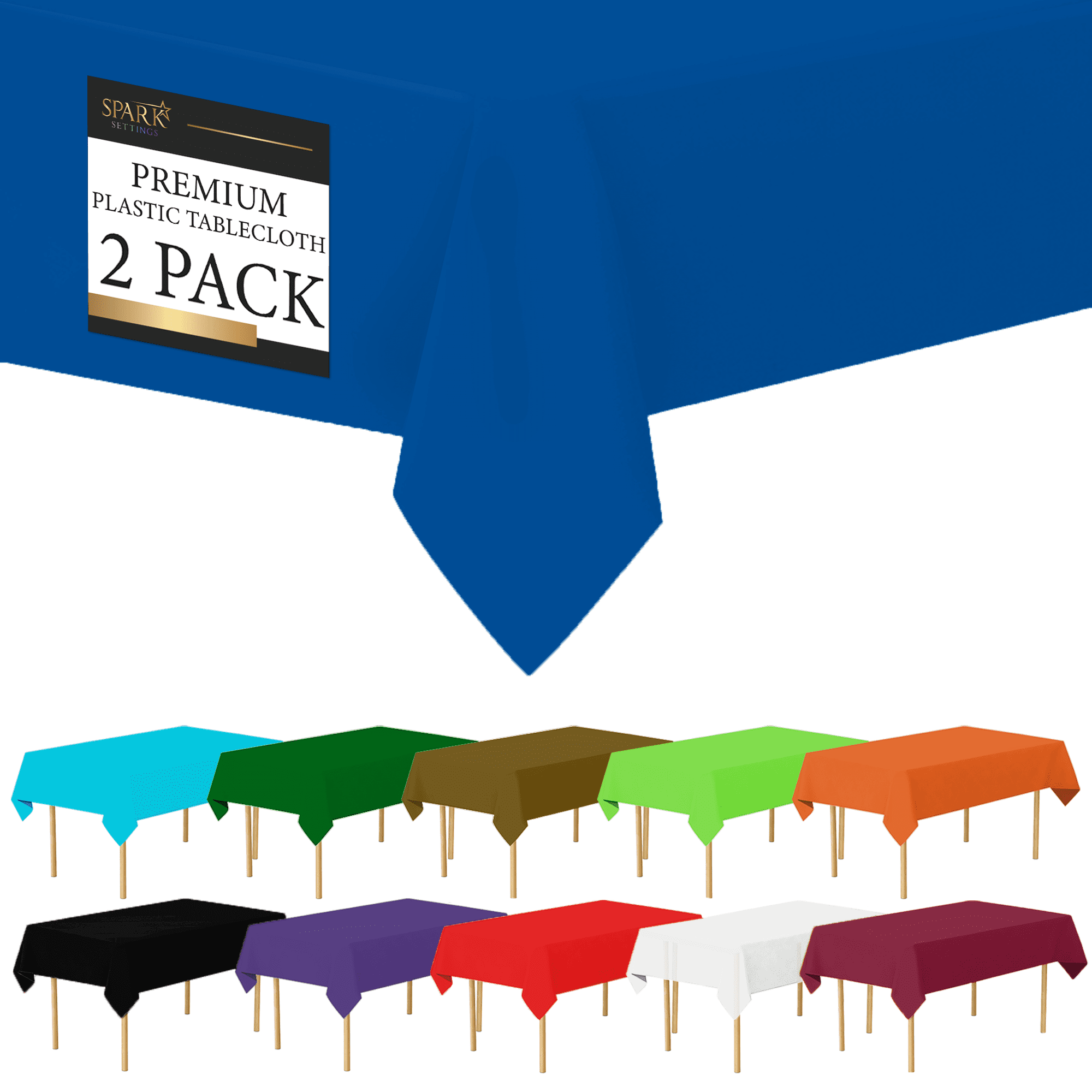 Royal Blue Plastic Tablecloth Disposable, 2 Pack Premium Tablecloths ...