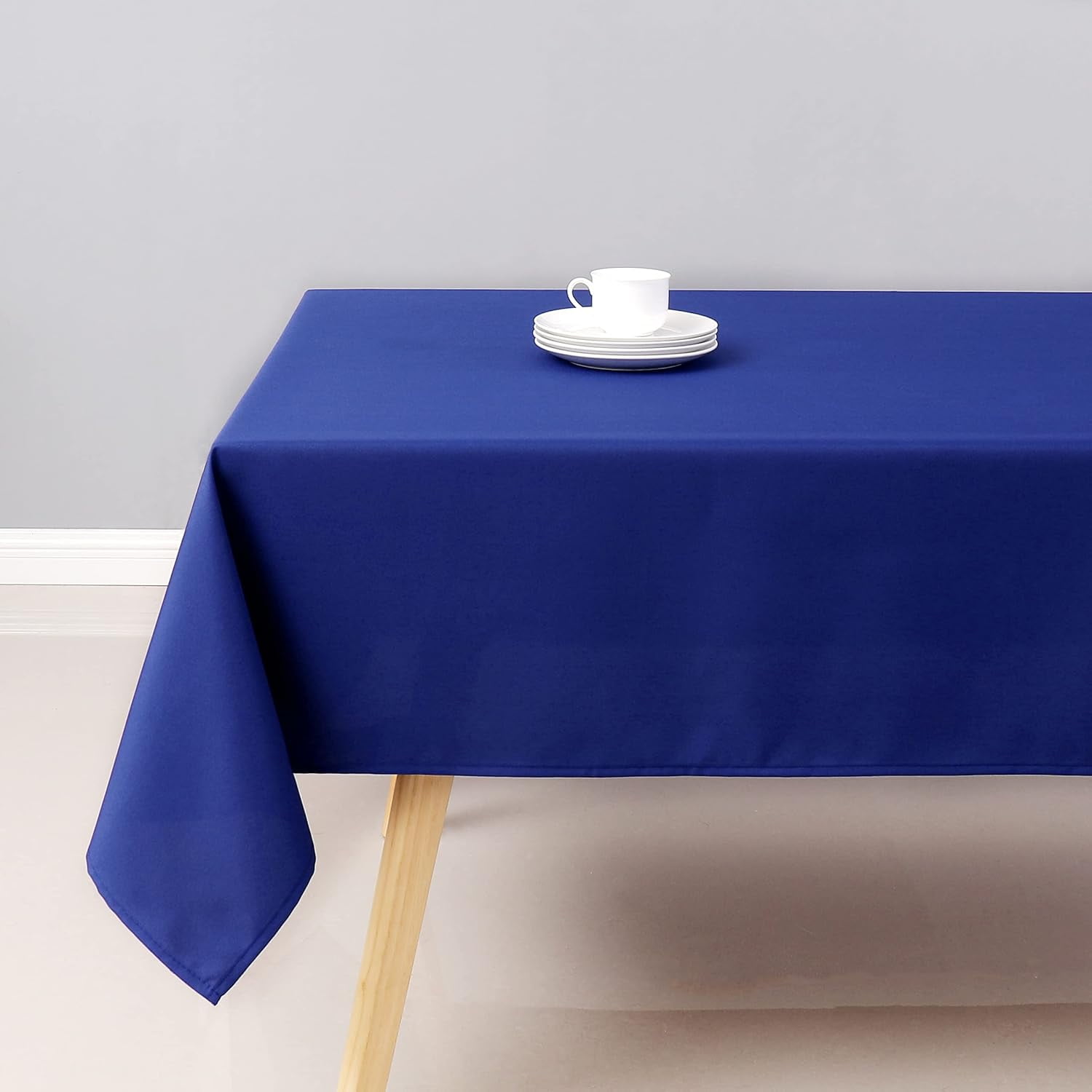 Royal Blue Rectangle Tablecloth Wrinkle Resistant Washable Fabric Table ...