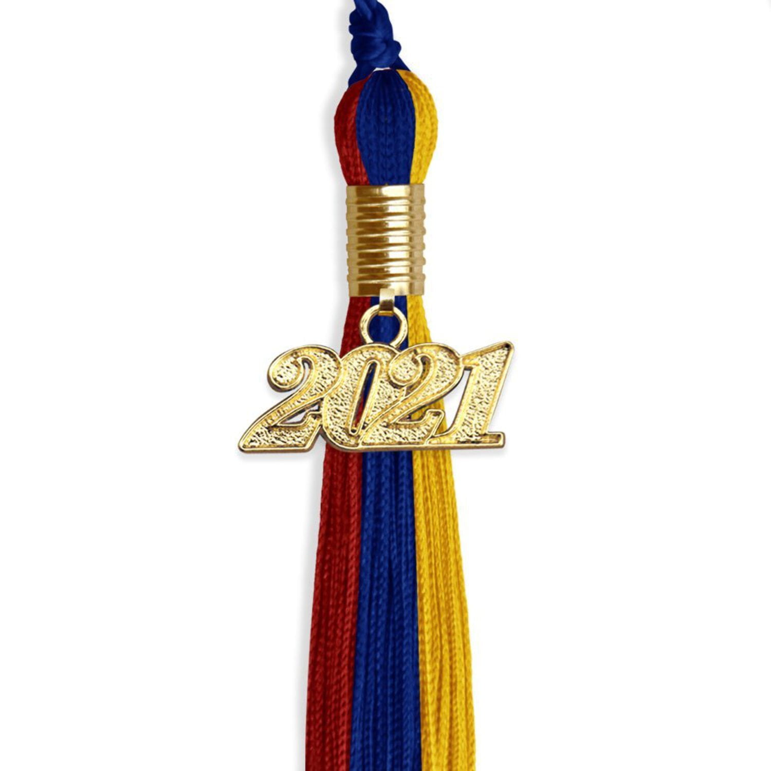 Royal Blue/Red/Gold Graduation Tassel with Gold Date Drop - Walmart.com