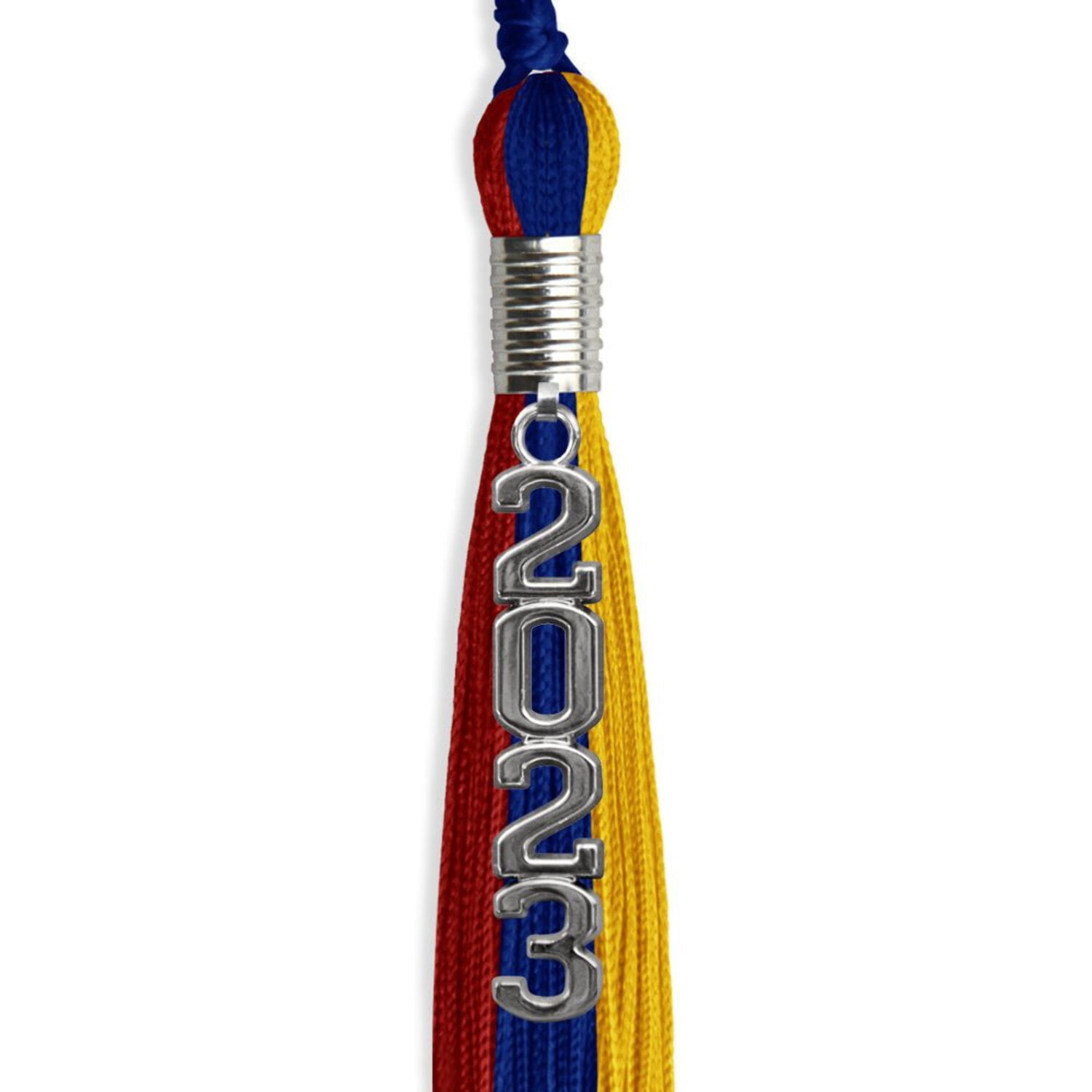 Royal Blue/Red/Gold Graduation Tassel with Silver Stacked Date Drop ...