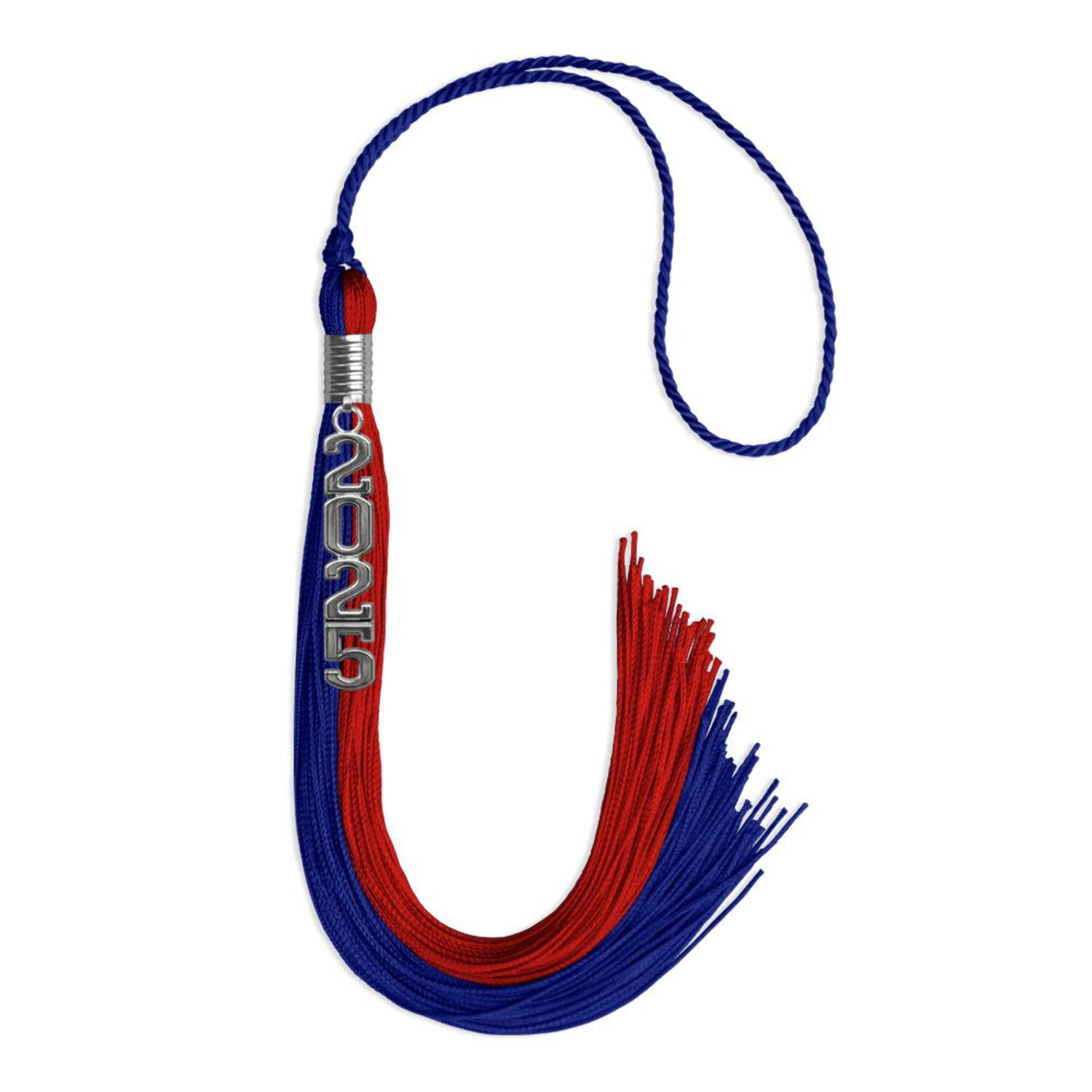 Endea Graduation Royal Blue/Red Graduation Tassel with Silver Stacked ...