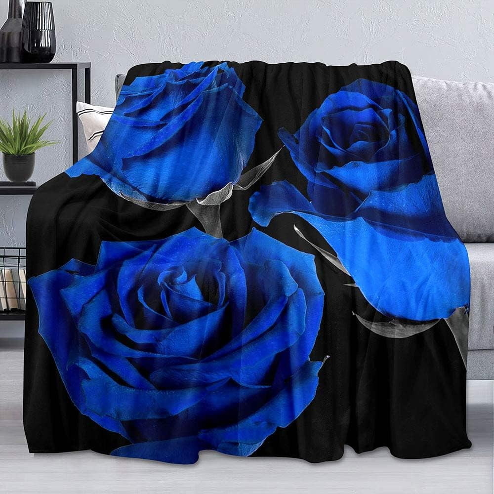 Royal Blue Rose Blanket, Romantic Flower Floral Throw Blanket for Women ...