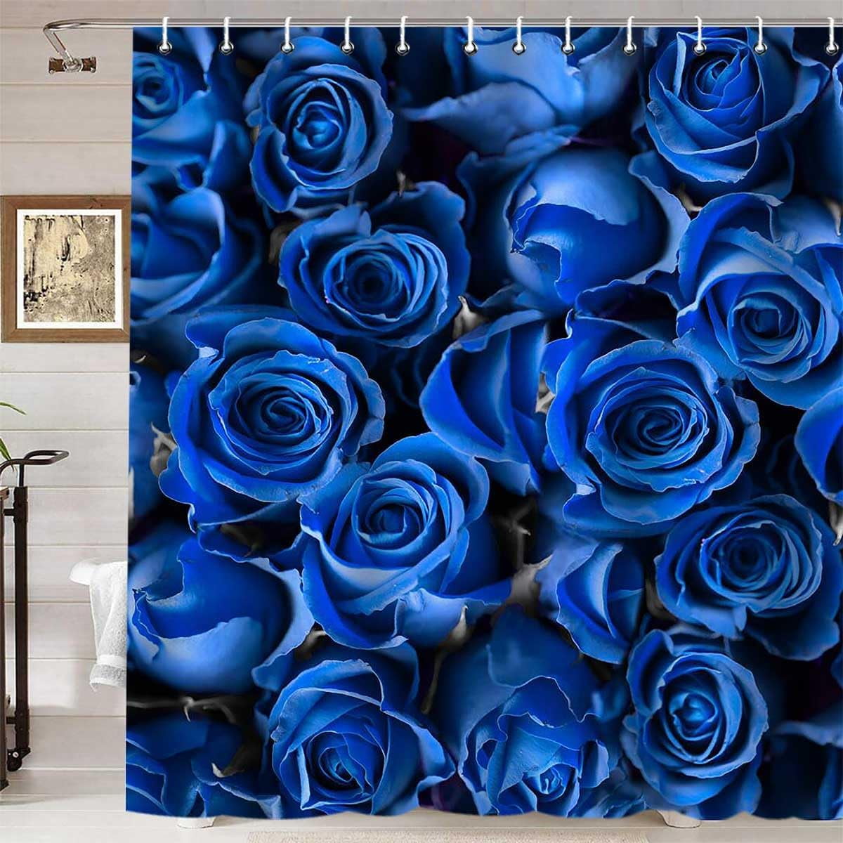 Royal Blue Rose Shower Curtain, Floral Shower Curtain, Spring Romantic ...