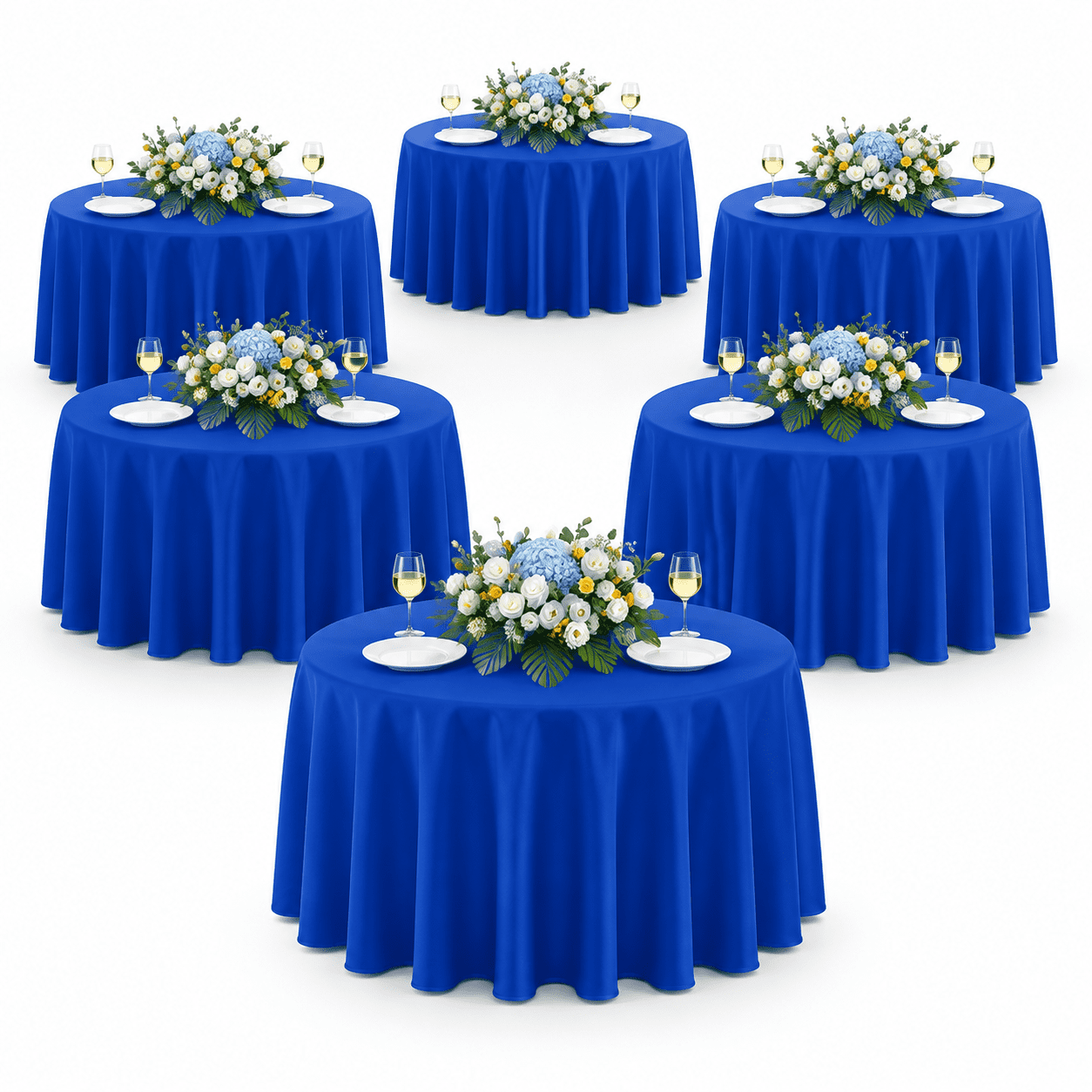 Royal Blue Round Tablecloths 90 Inch (fit 30-72 Tables) 6 Pack ...
