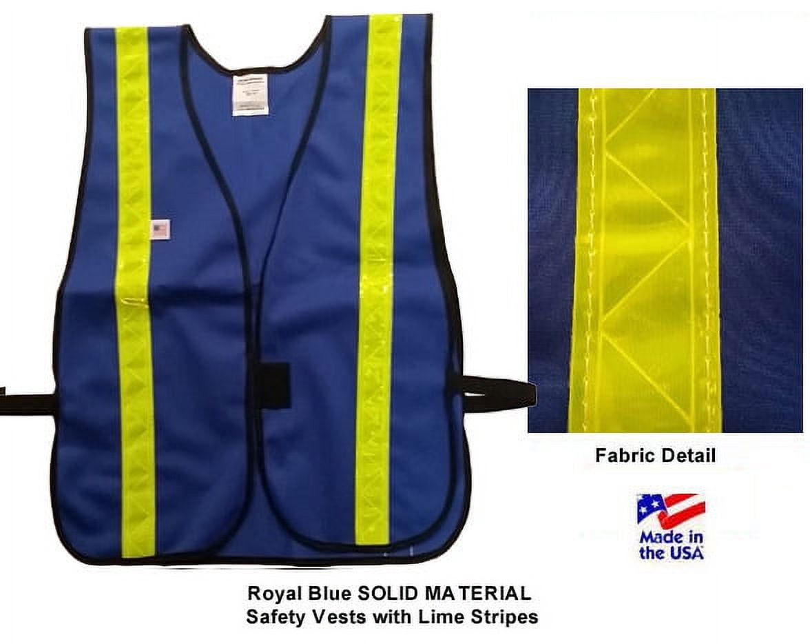 Royal Blue SOLID MATERIAL Safety Vests with Lime Stripes - Walmart.com