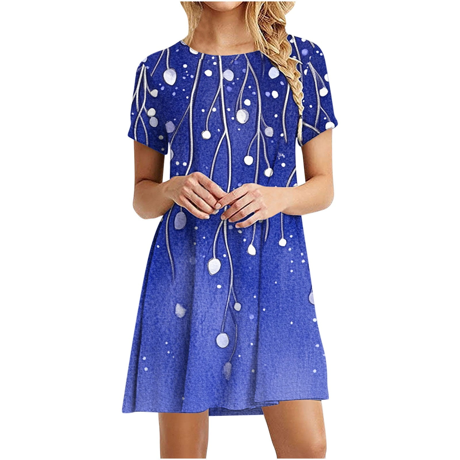 Royal Blue Short Sleeve for Juniors Fall Summer Boat Neck Spandex ...