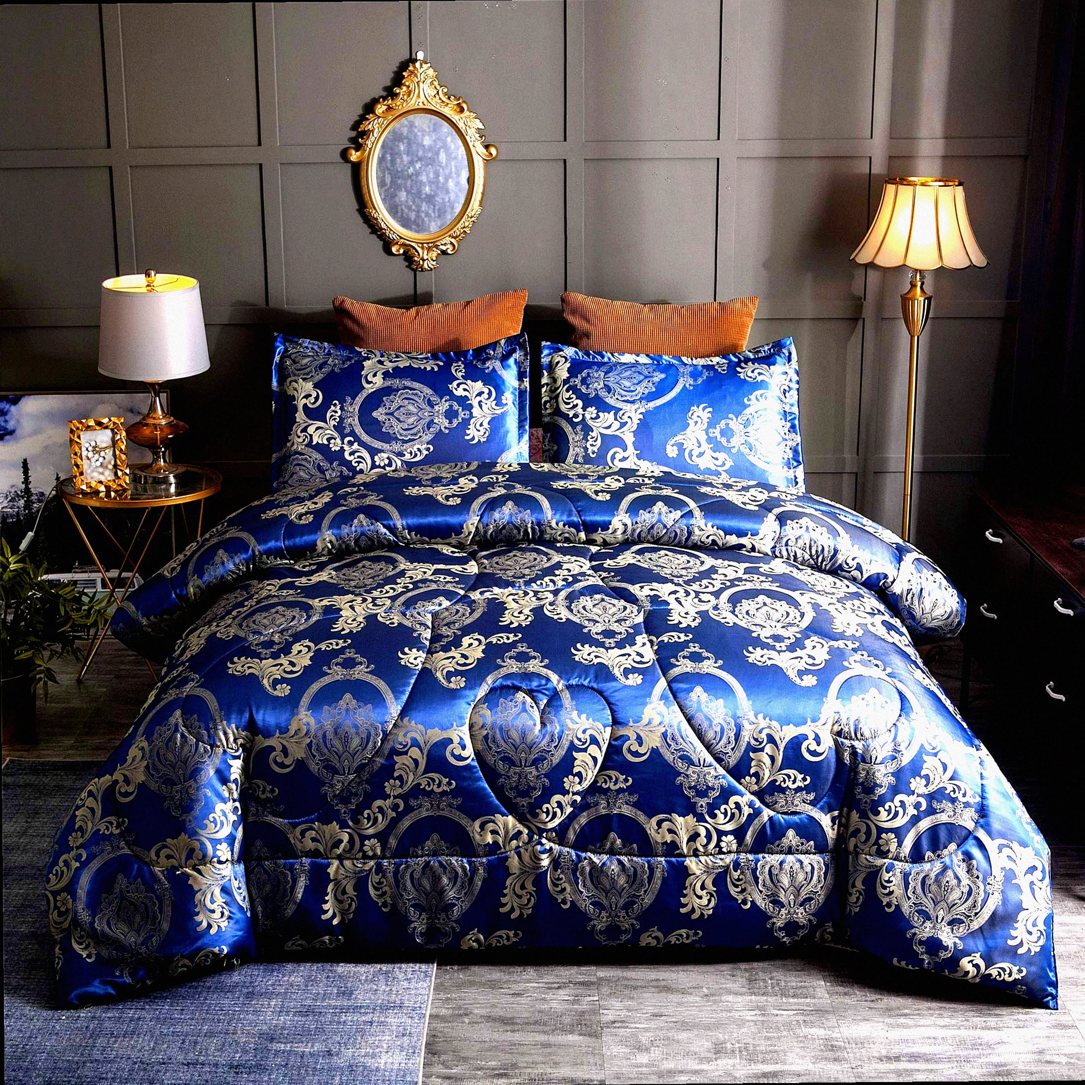 Royal Blue Silk Bliss Comforter Set - Walmart.com