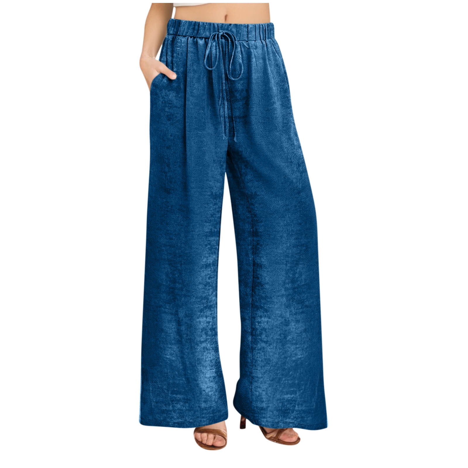 Royal Blue Spandex Pants for Women Summer Fall Loose Fit Brunch Sequin ...