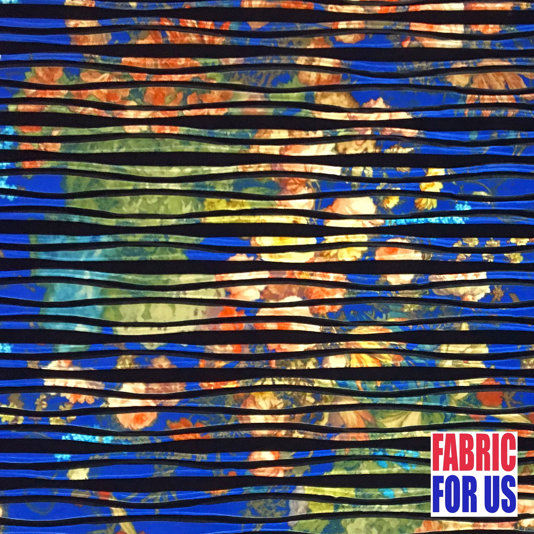 Royal Blue Stretch Floral Knit Design Bouquet with Sporadic Black ...