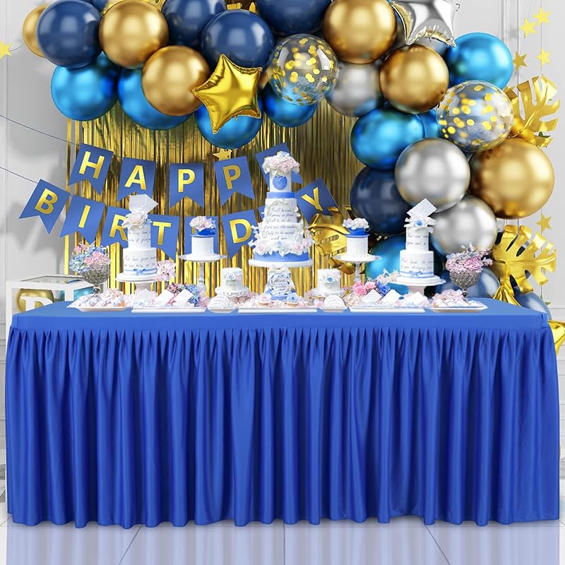 Royal Blue Table Cloths for 6 foot Rectangle Tables Fitted Open Back ...