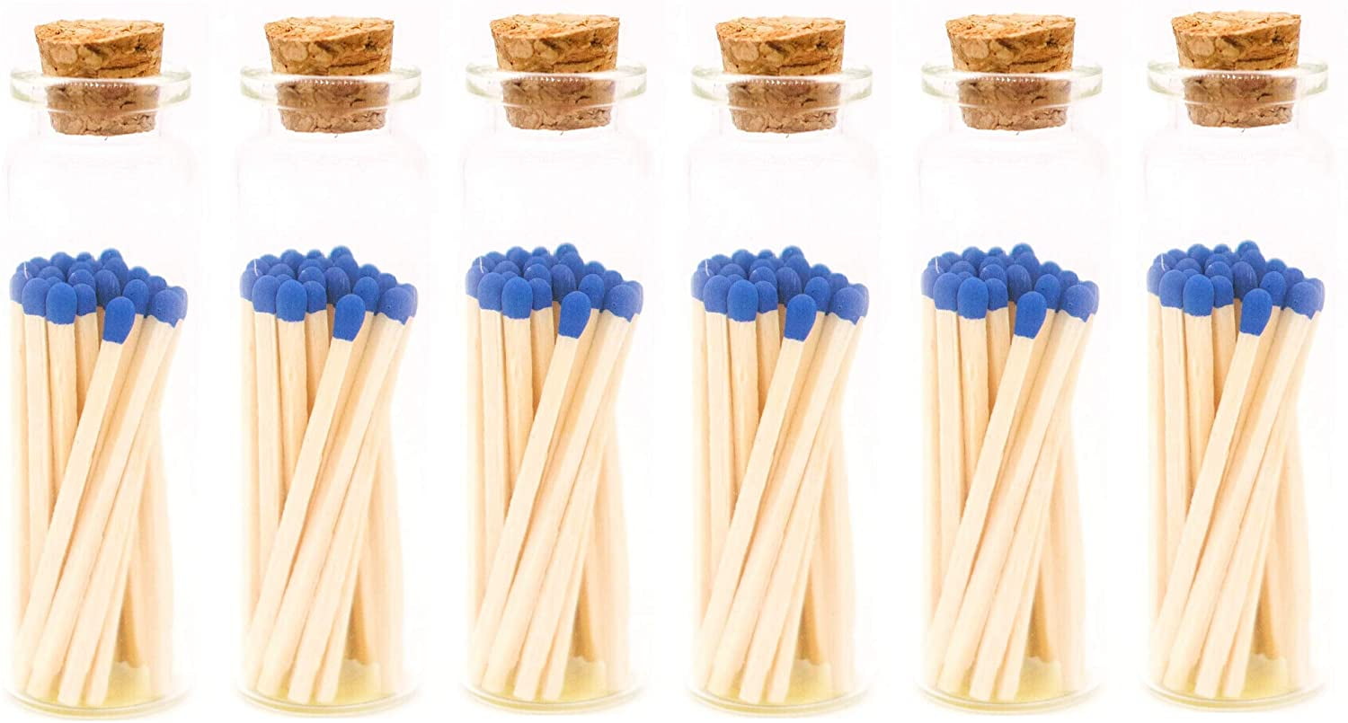 Royal Blue Tip Decorative Matches, 120 Small Premium Wooden Matches ...
