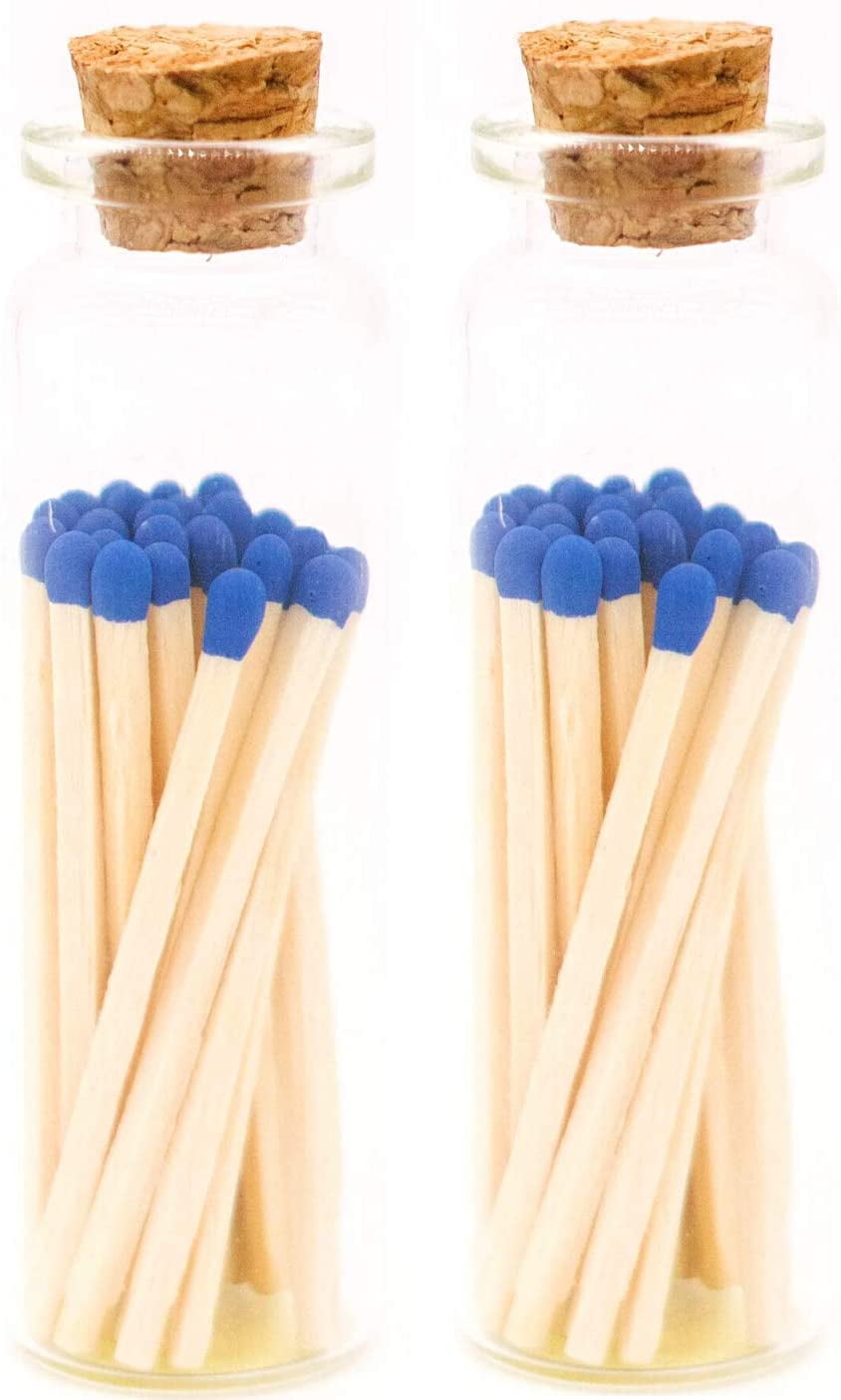Royal Blue Tip Decorative Matches, 40 Small Premium Wooden Matches ...