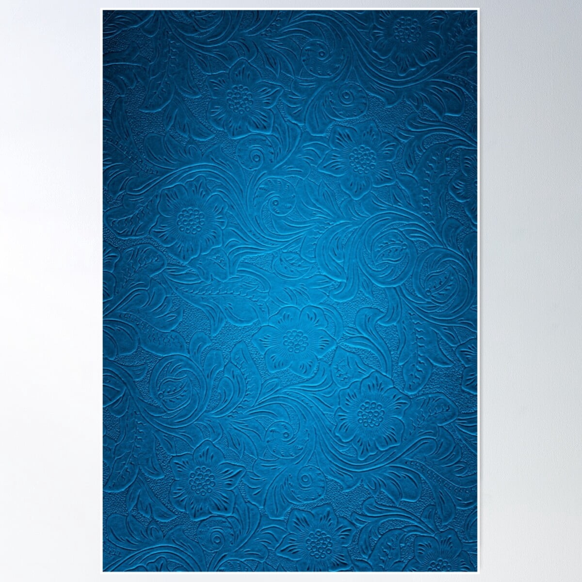 Royal Blue Tooled Leather Pattern Poster Wall Art, Modern Wall Decor ...