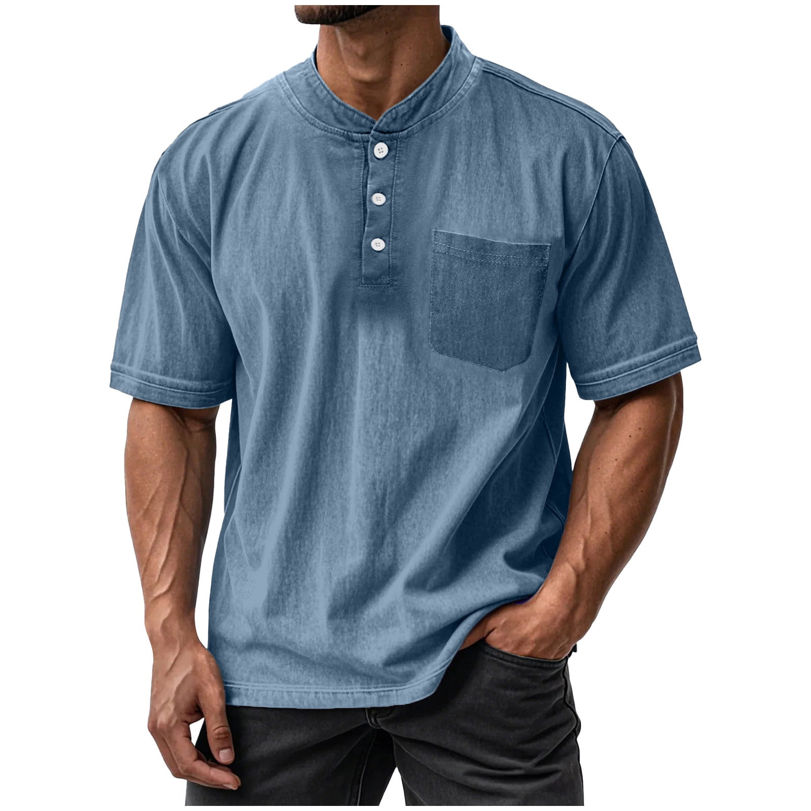 Royal Blue Tops for Mens Summer Fall Short Sleeve Crew Neck Lounge ...
