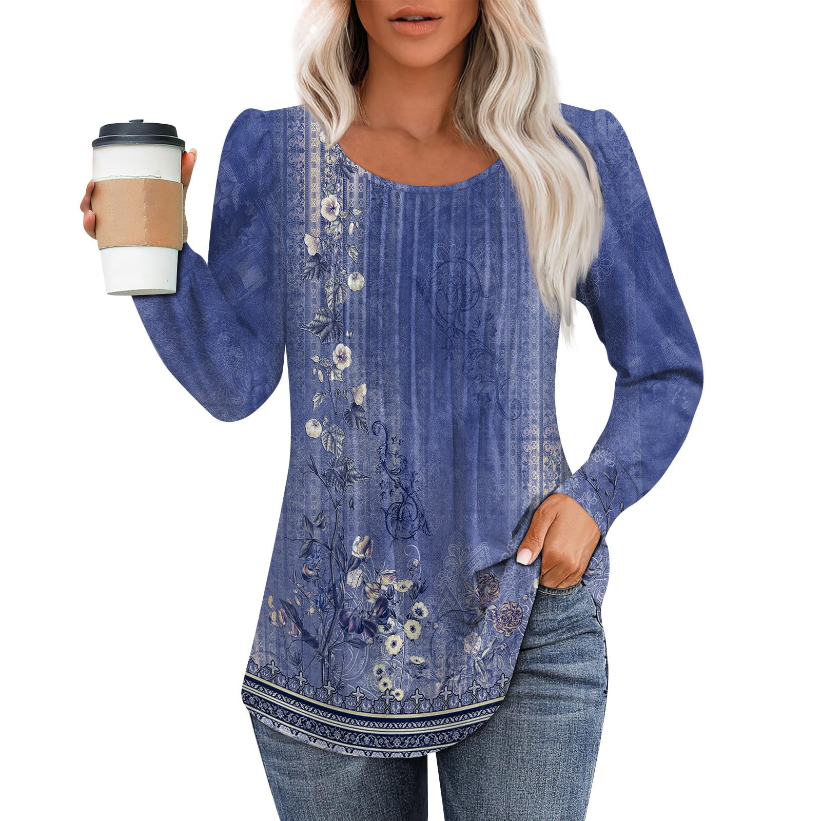 Royal Blue Tops for Women Long Sleeve - Walmart.com