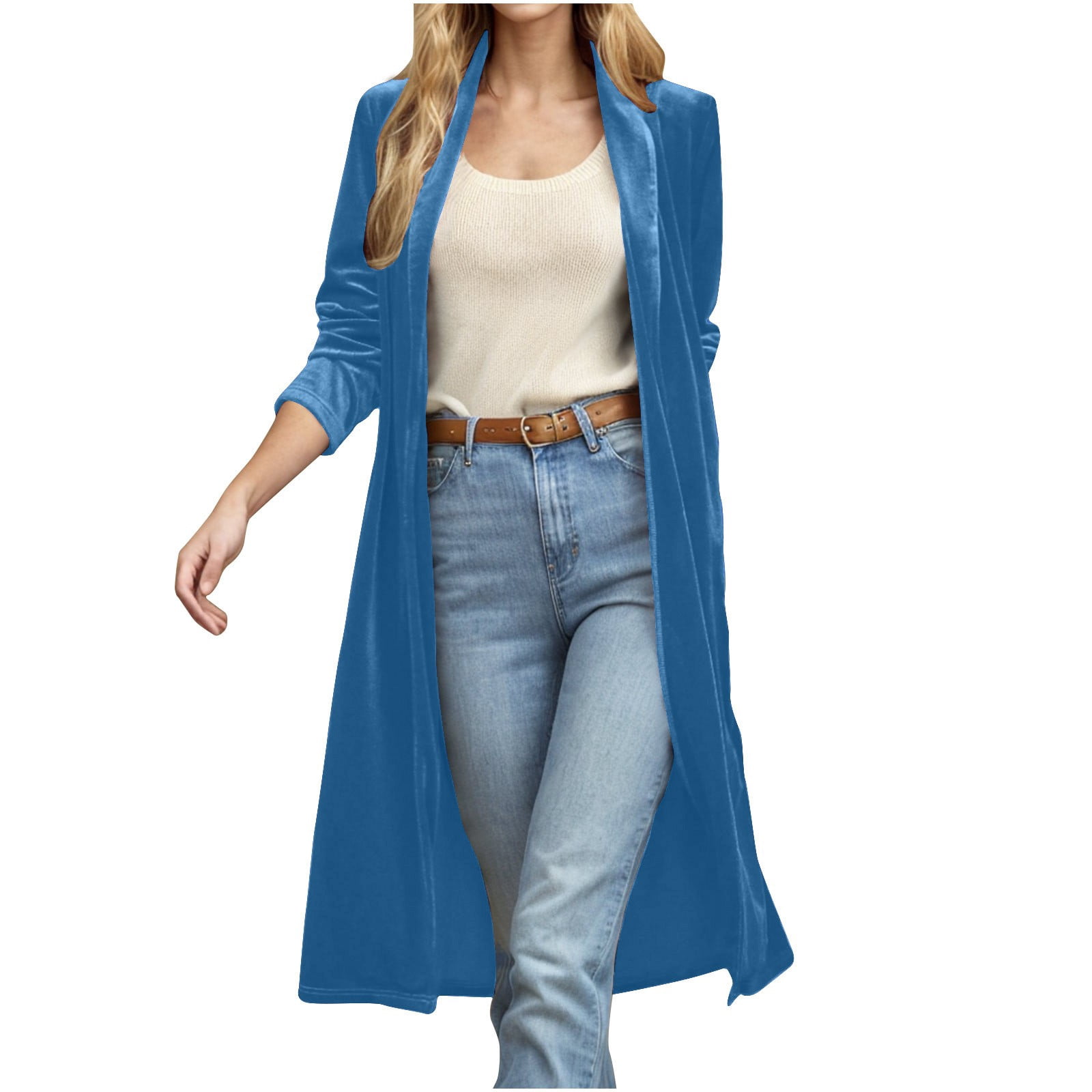 Royal Blue Velvet Blazers for Women Winter Fall Long Sleeve Work Office ...
