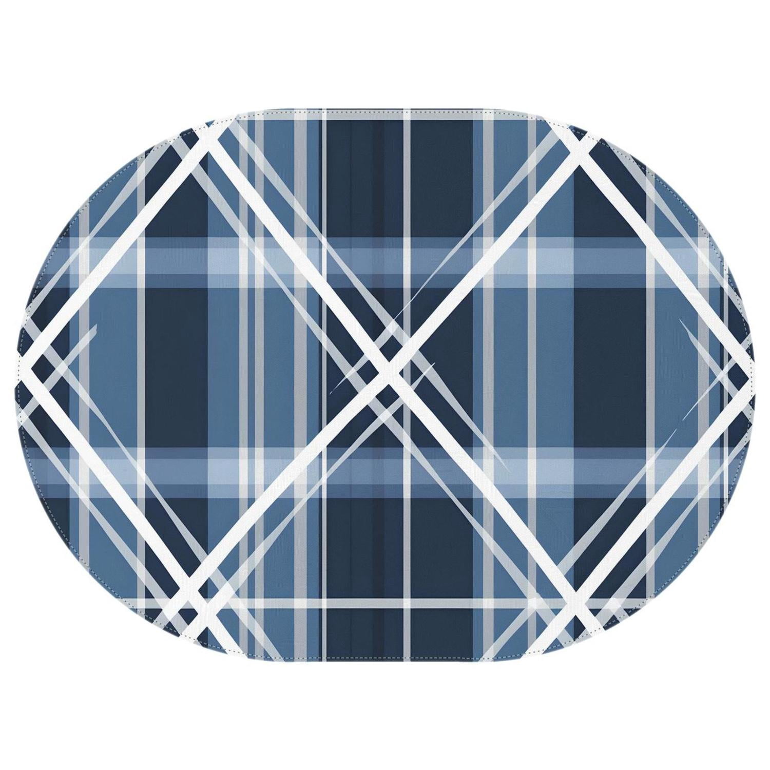 Royal Blue and White Checkered Buffalo Palid Oval Table Clothes 54x72in ...
