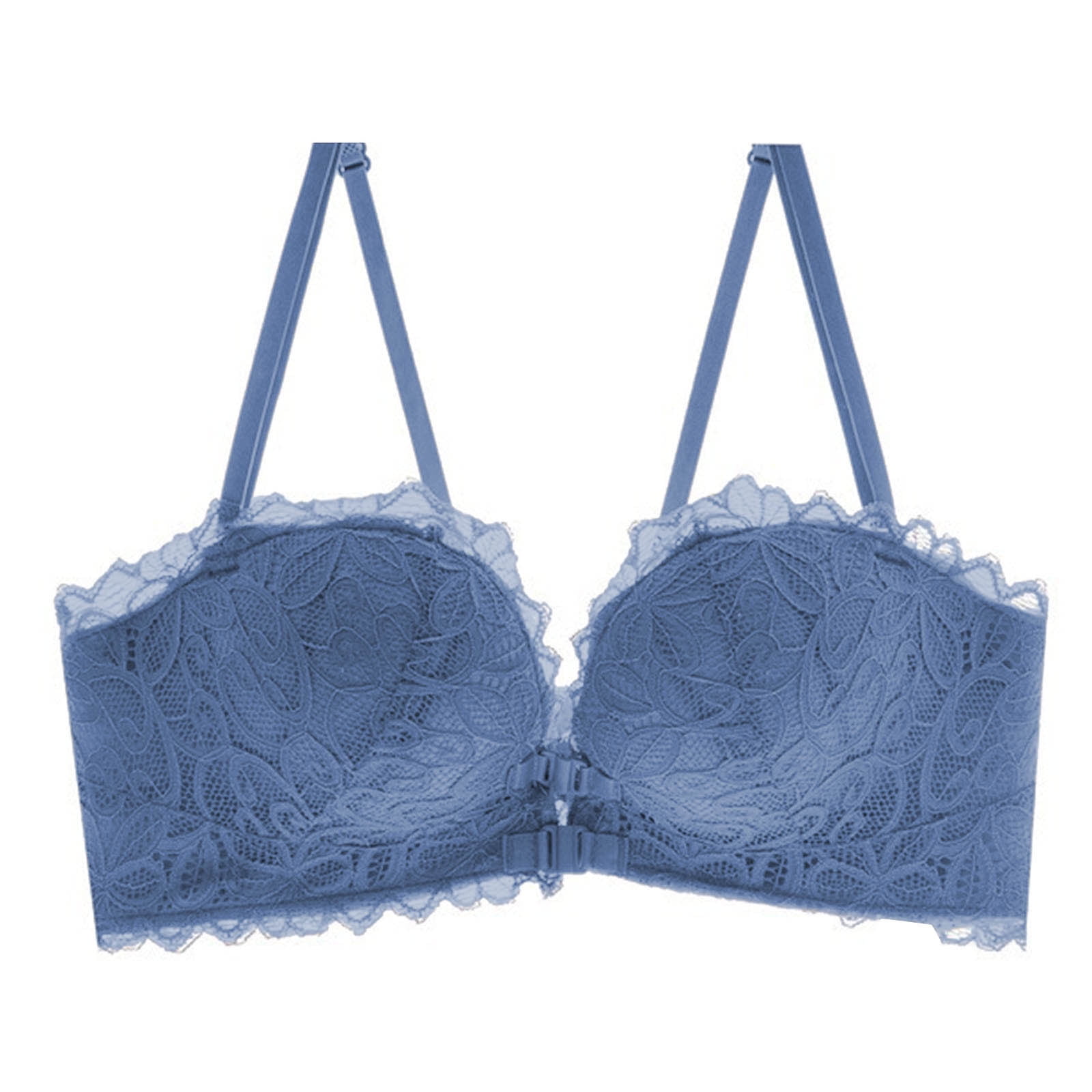 Royal Blue Women Button Front Closure Bras for Women Lace Spandex Loose ...
