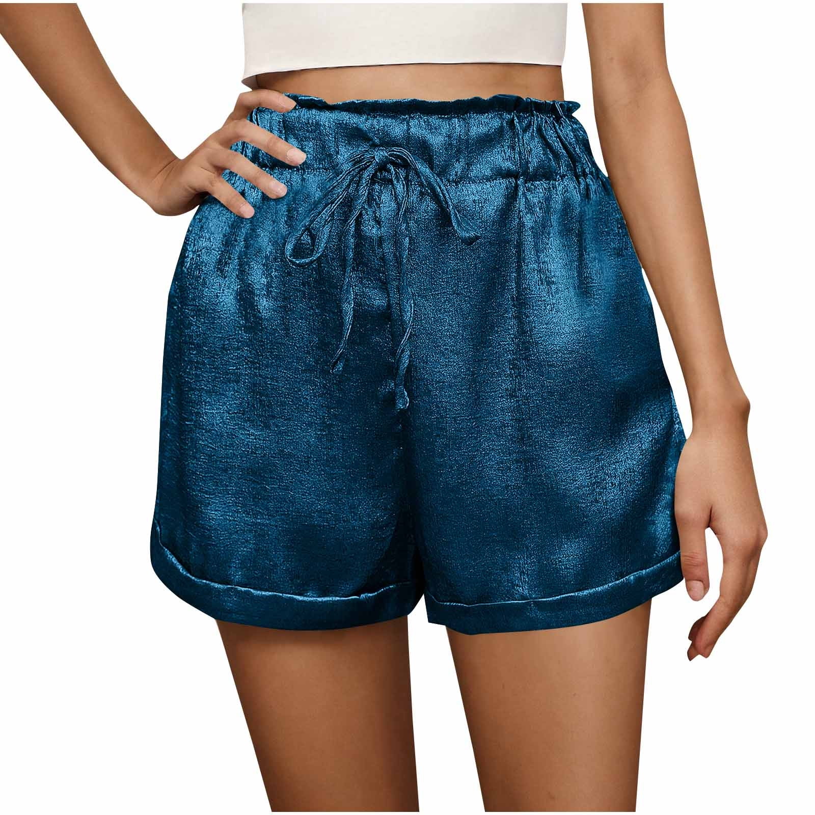 Royal Blue Women Shorts Spandex Shorts for Women Brunch Sequin Sparkly ...