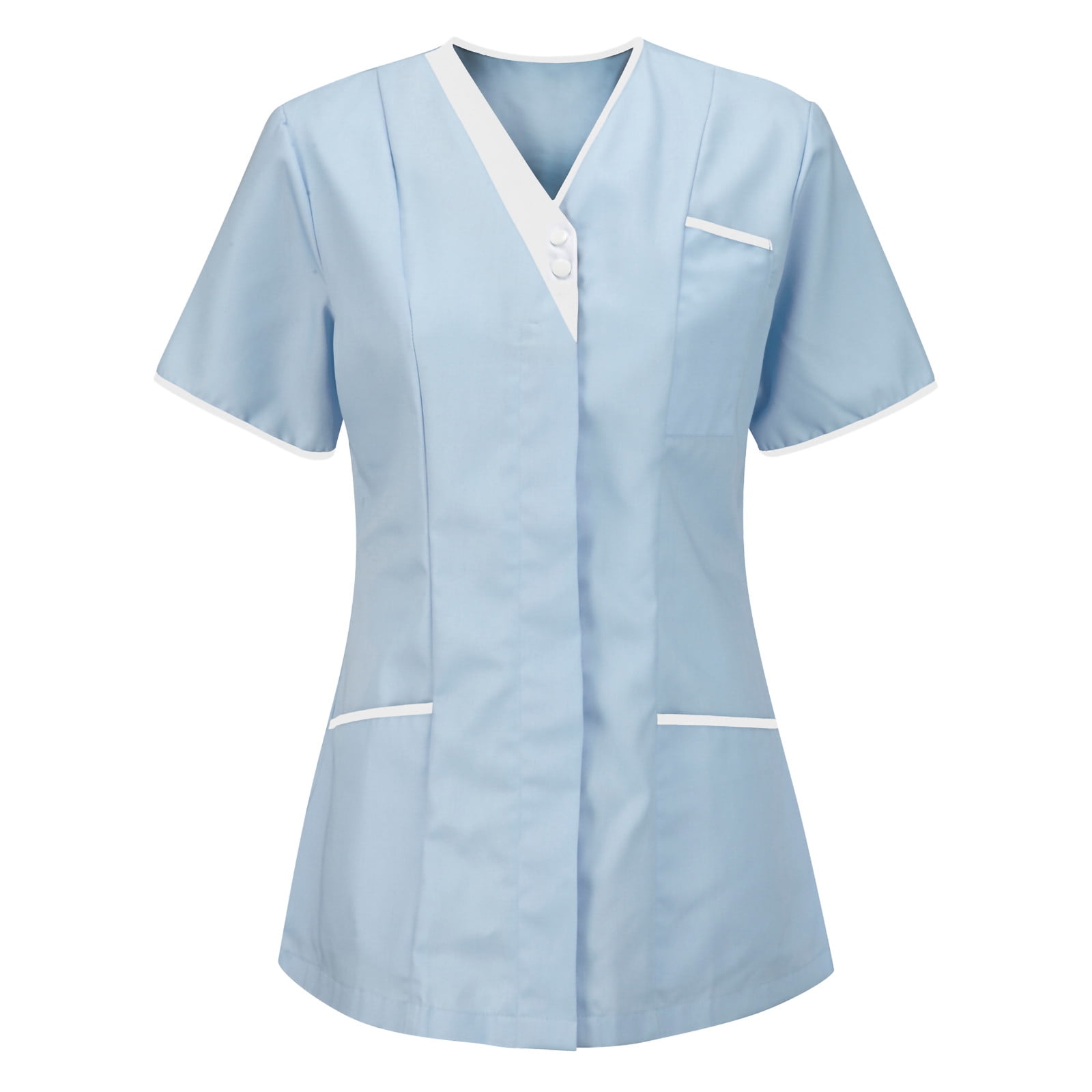 Royal Blue Women Work Scrub Uniform Going Out Tops Short Sleeve Blouse ...