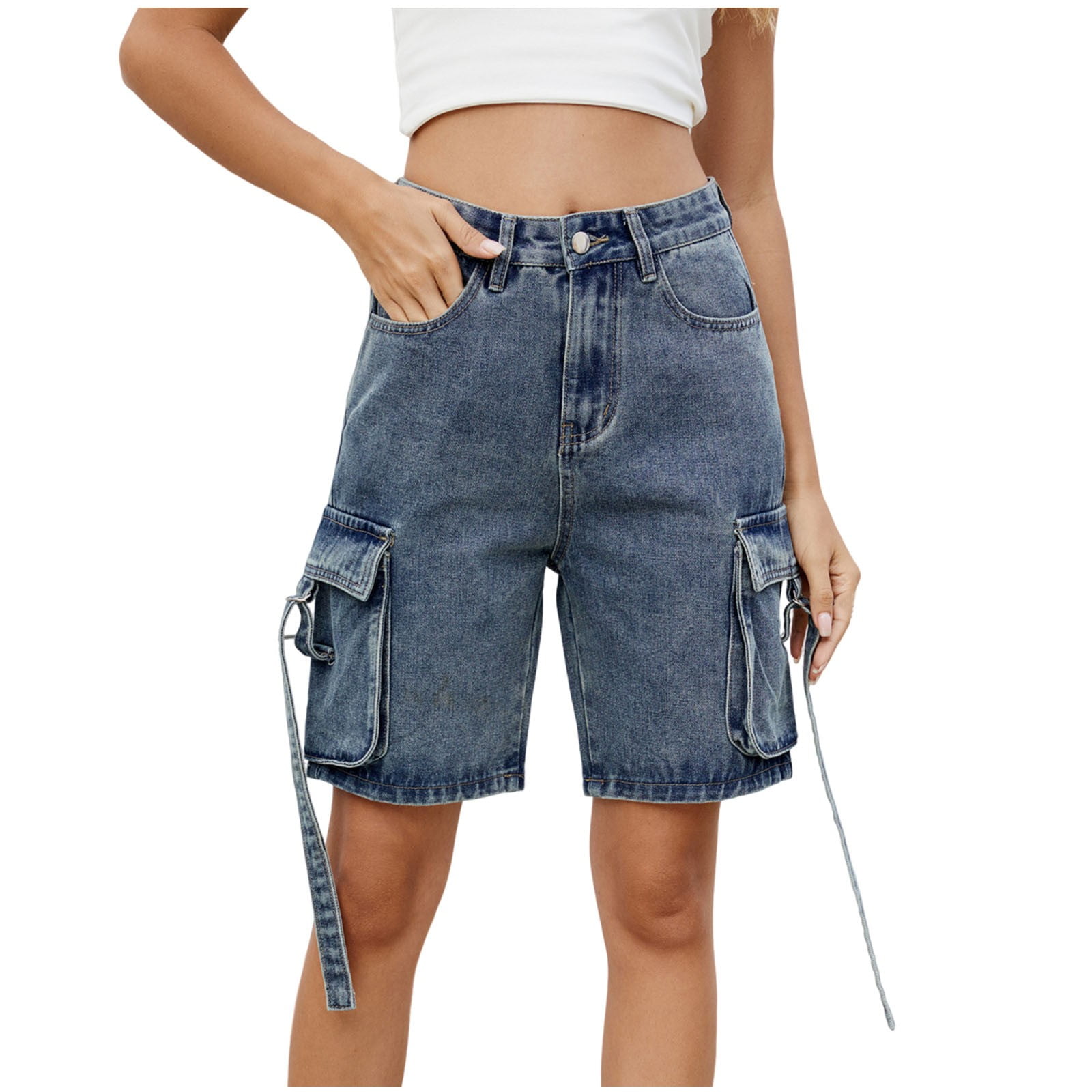 Royal Blue Womens Denim Shorts Lounge Button Down Pants Shorts for ...