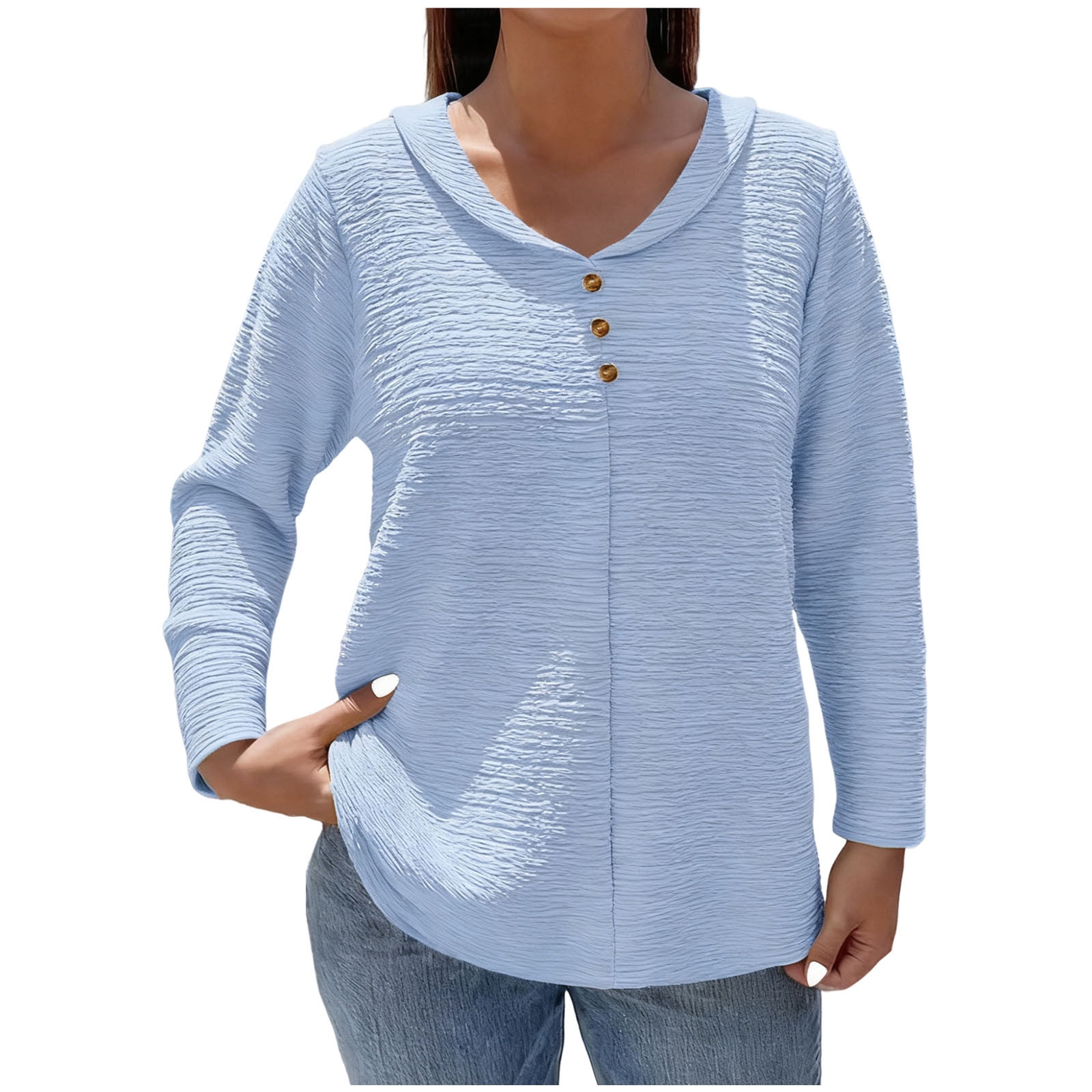 Royal Blue Womens High Neck Tshirts Lounge Tops Tee for Ladies Long ...