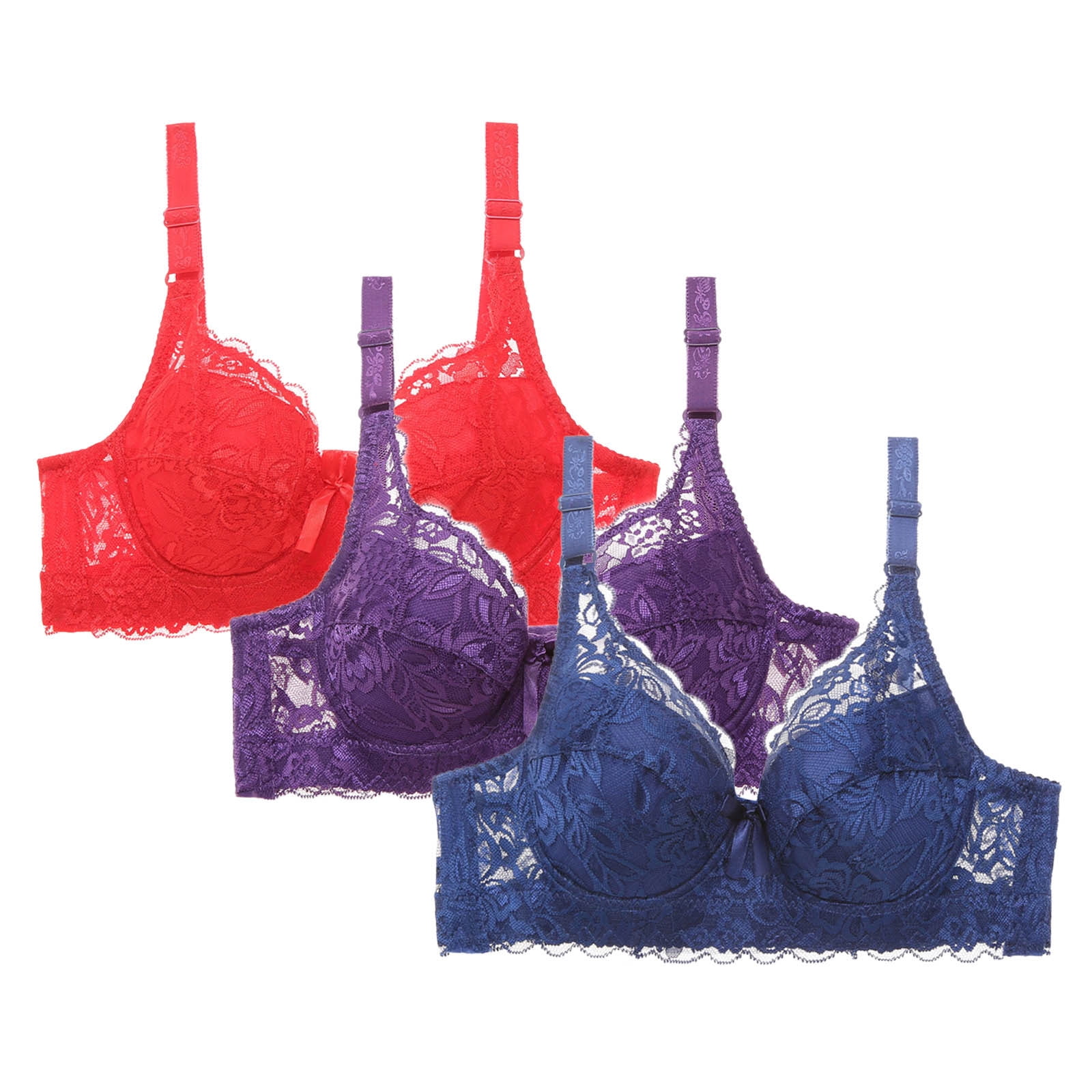 Royal Blue Womens Spandex Front Closure Bras Lingeries Underwear 3PC ...