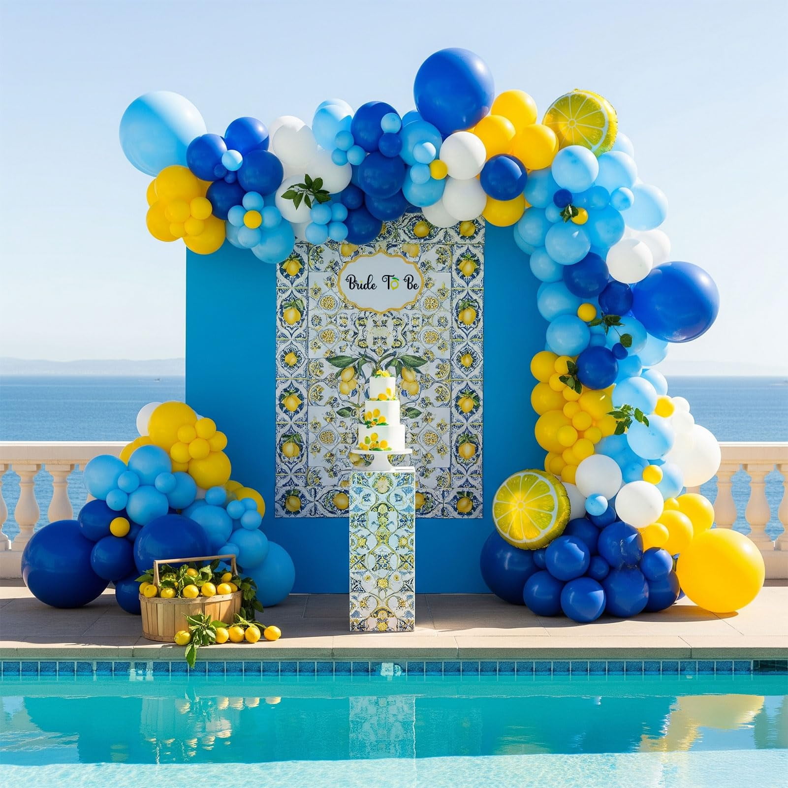 Royal Blue Yellow CORNET White Balloon Garland Arch Kit Lemon Foil ...