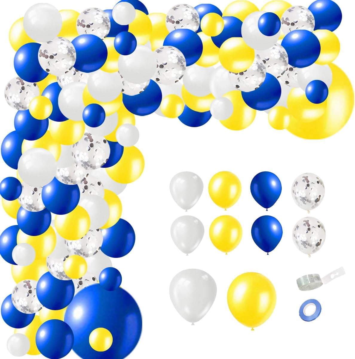 Royal Blue Yellow White Balloon Garland Kit, 142 PCS Royal Blue Lemon ...