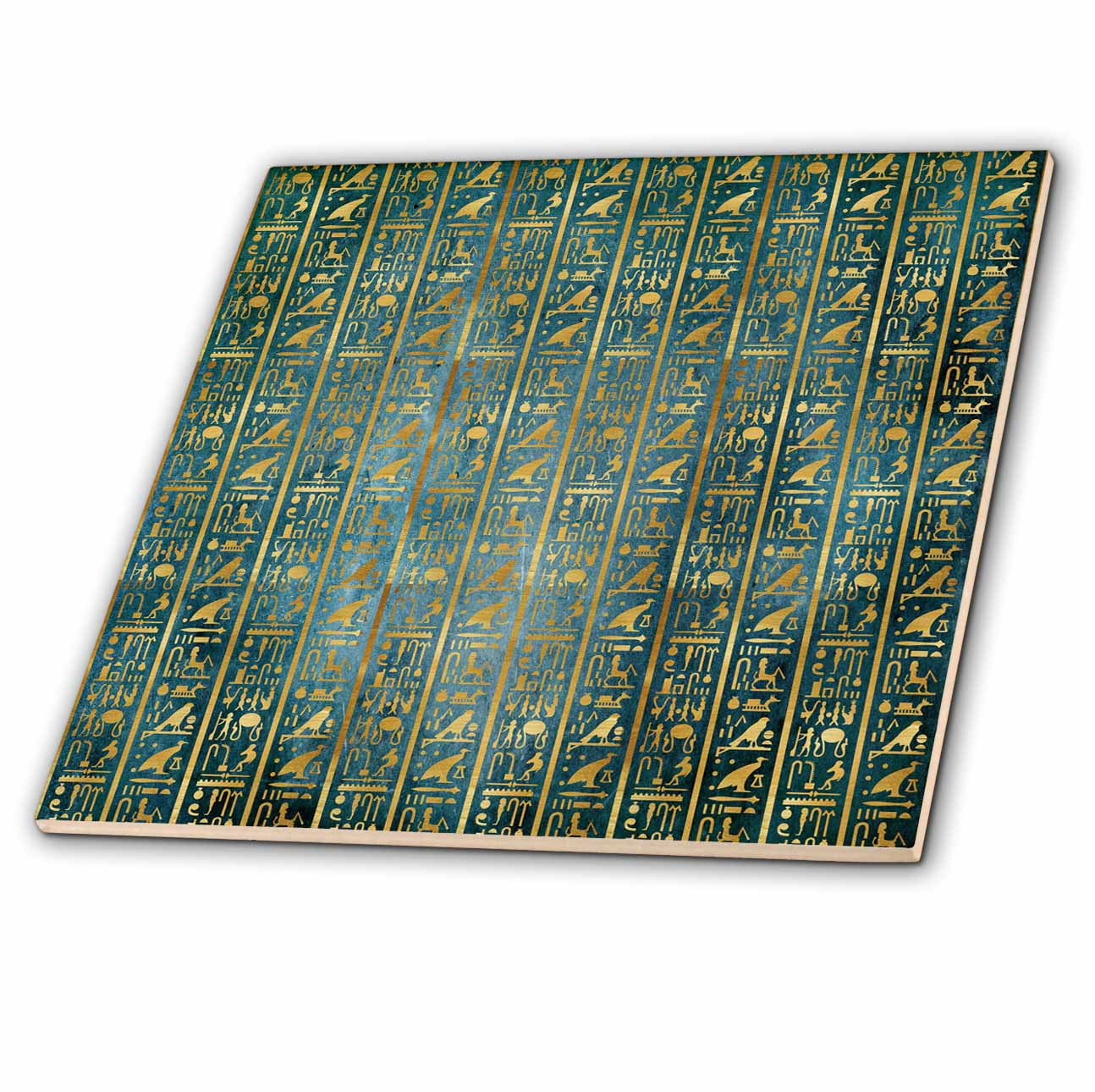 Royal Blue and Faux Gold Egyptian Symbols Pattern 4 Inch Ceramic Tile ...