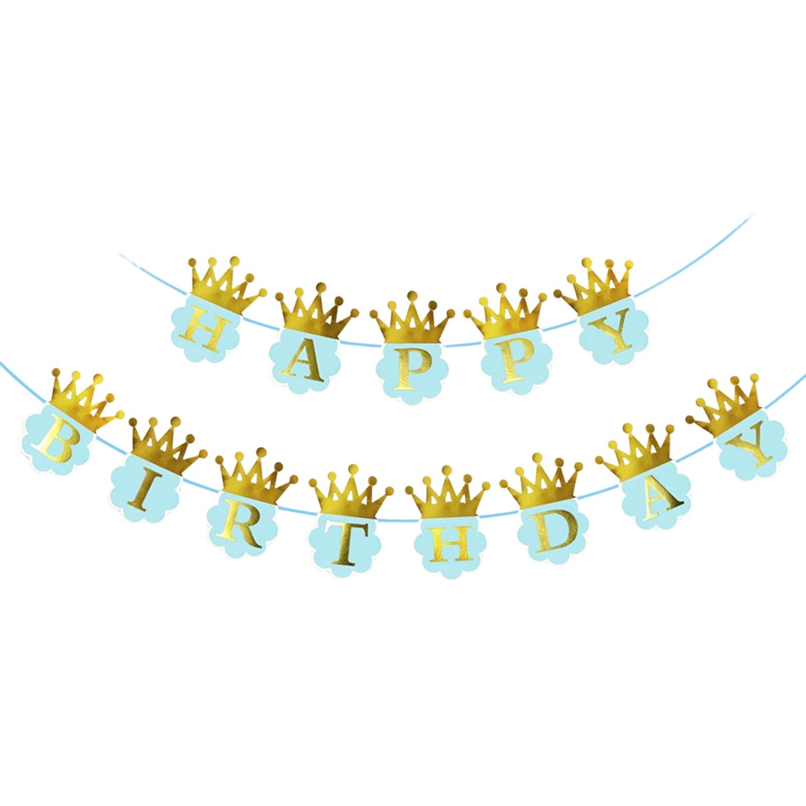 Royal Blue and Gold Happy Birthday Banner with Crown Design for Kids ...