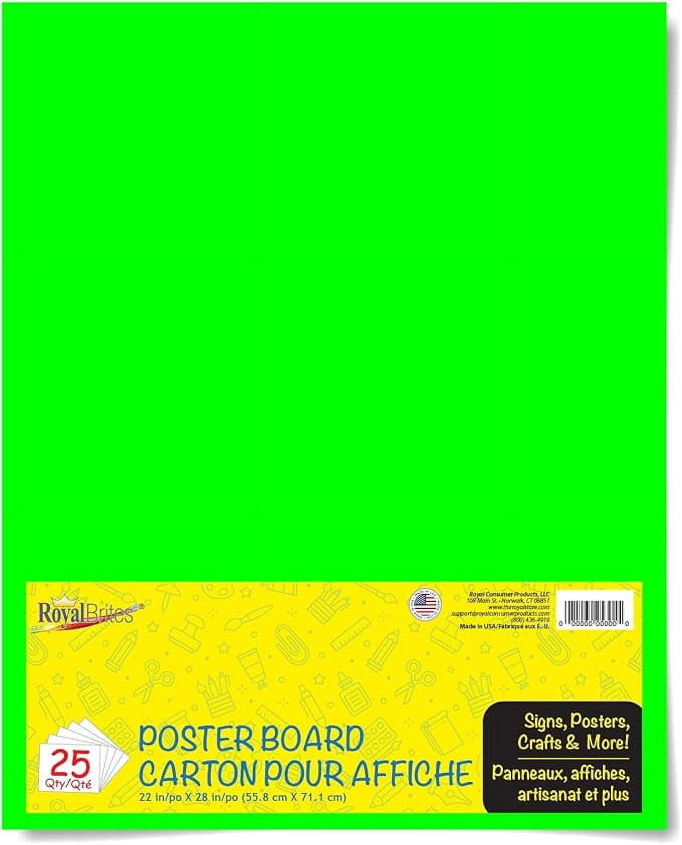 Royal Brites Fluorescent Green Poster Board, High Quality 2-Sided 22 ...