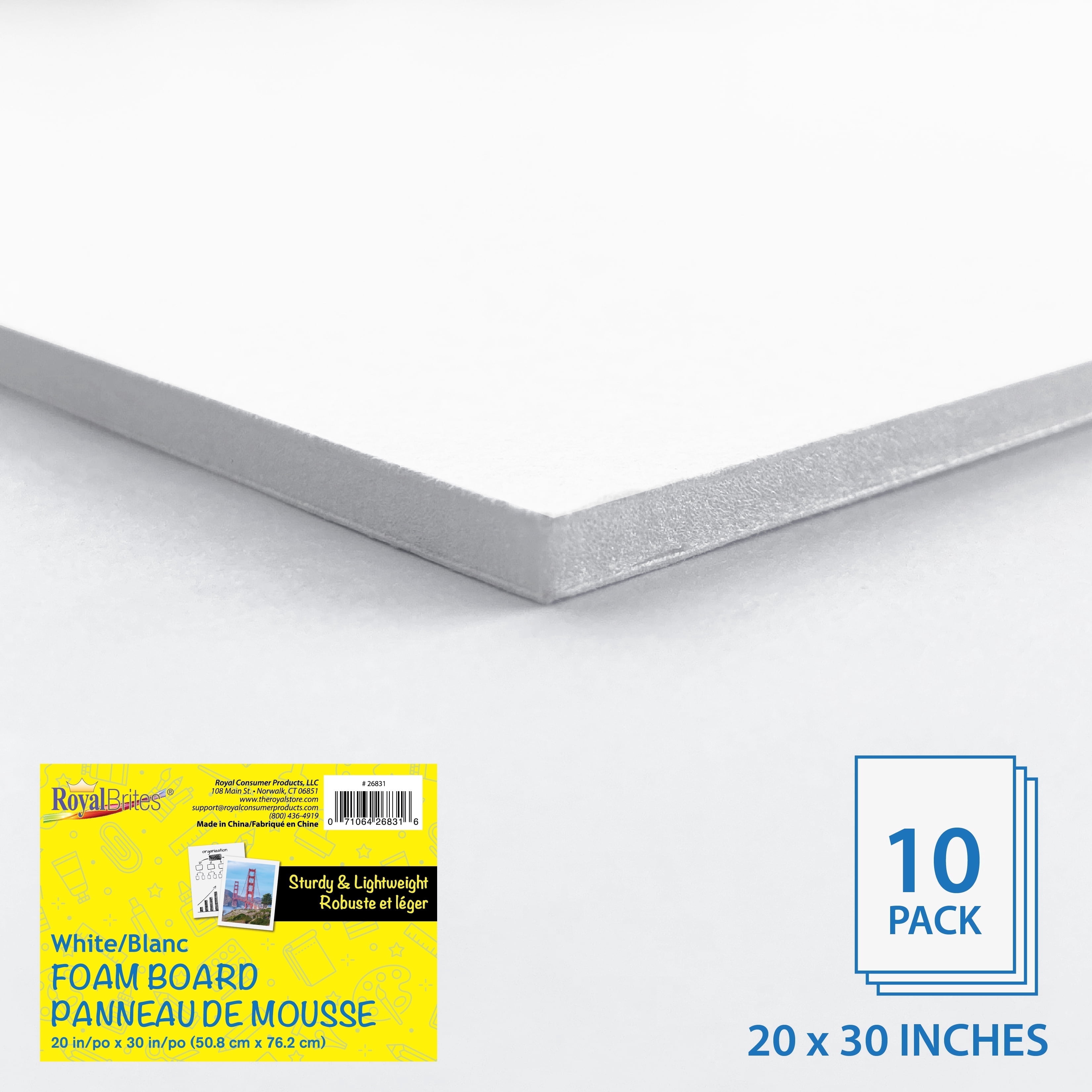Royal Brites Foam Board Sheets, White, 20x30 inches, Pack of 10, Thick ...