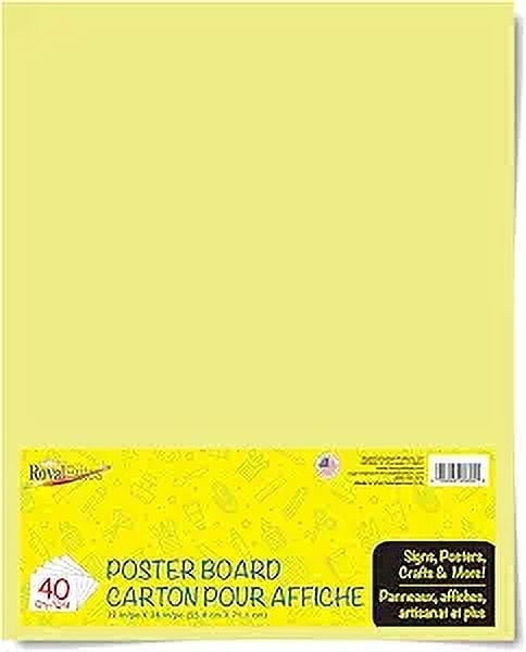 Royal Brites Yellow Poster Board 22 x 28 Inches - 40 Sheets Multipack ...