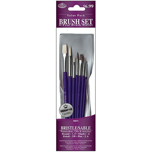 Royal Brush Brush Set Value Pack, Bristle/Sable, 7-Pack, Round/Shader ...
