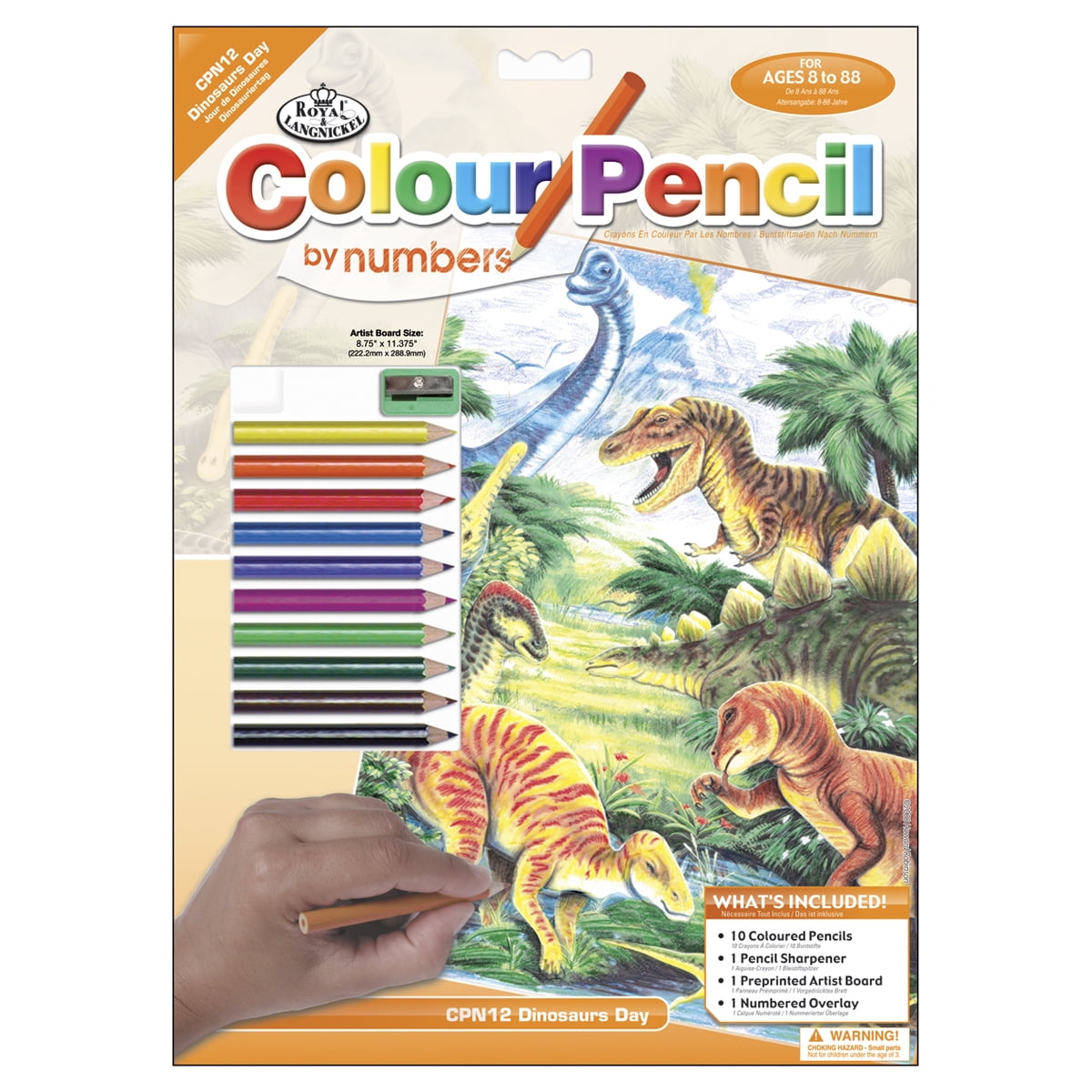 Royal Brush Color Pencil by Number Kit 8.75"X11.75"-Dinosaur Fun ...