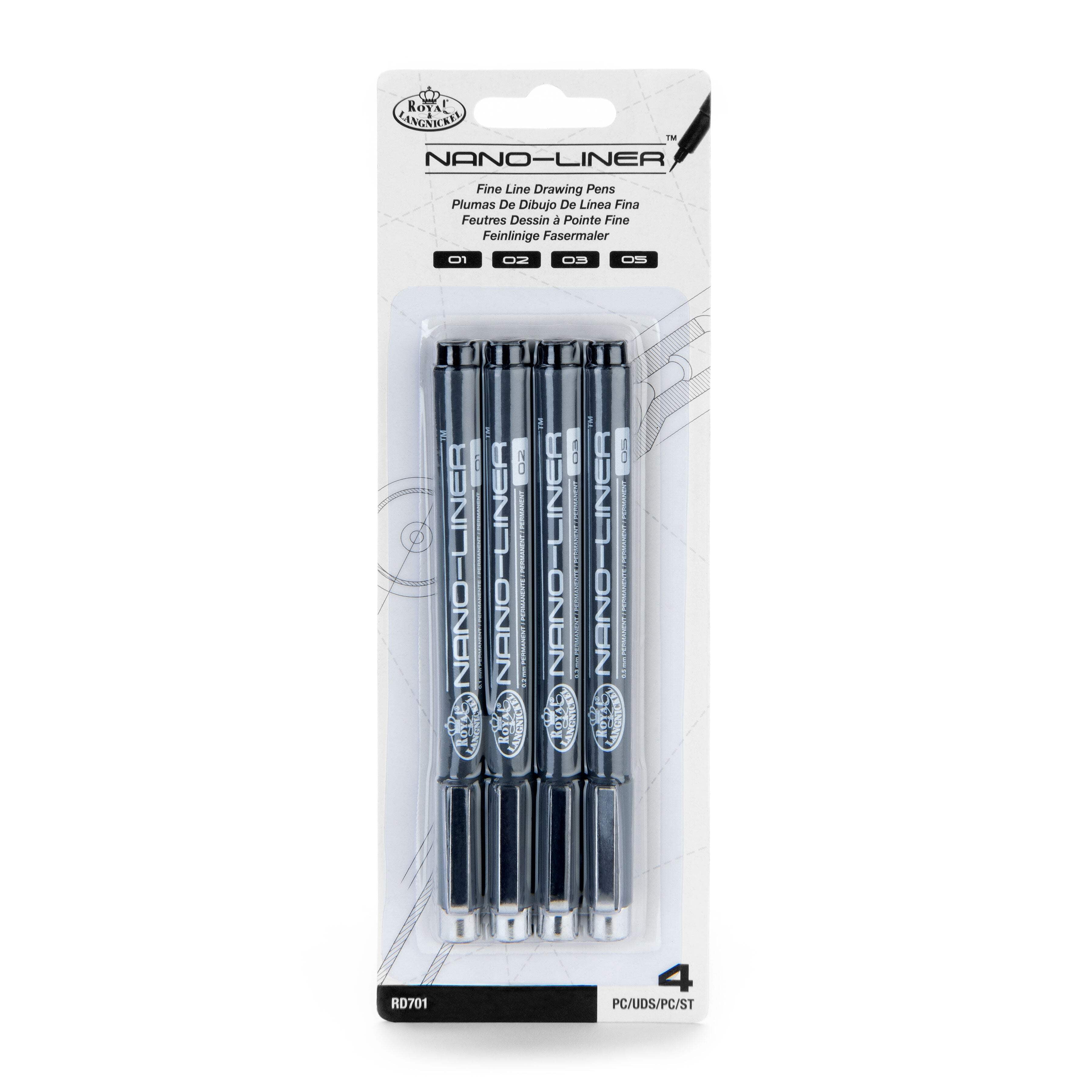 Royal Brush - Nano-Liner Permanent Fine Line Drawing Pen Set - 4-Pen ...