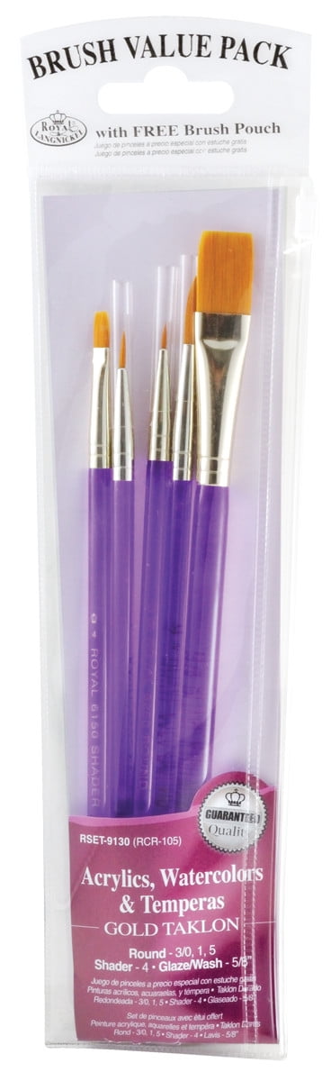 RSET-9130 | 5pc Golden Taklon Variety Brush Set - Walmart.com