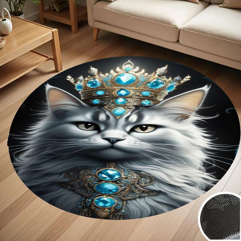 Royal Cat Crown Jewels Round Carpet Living Room Bedroom Home Decoration ...